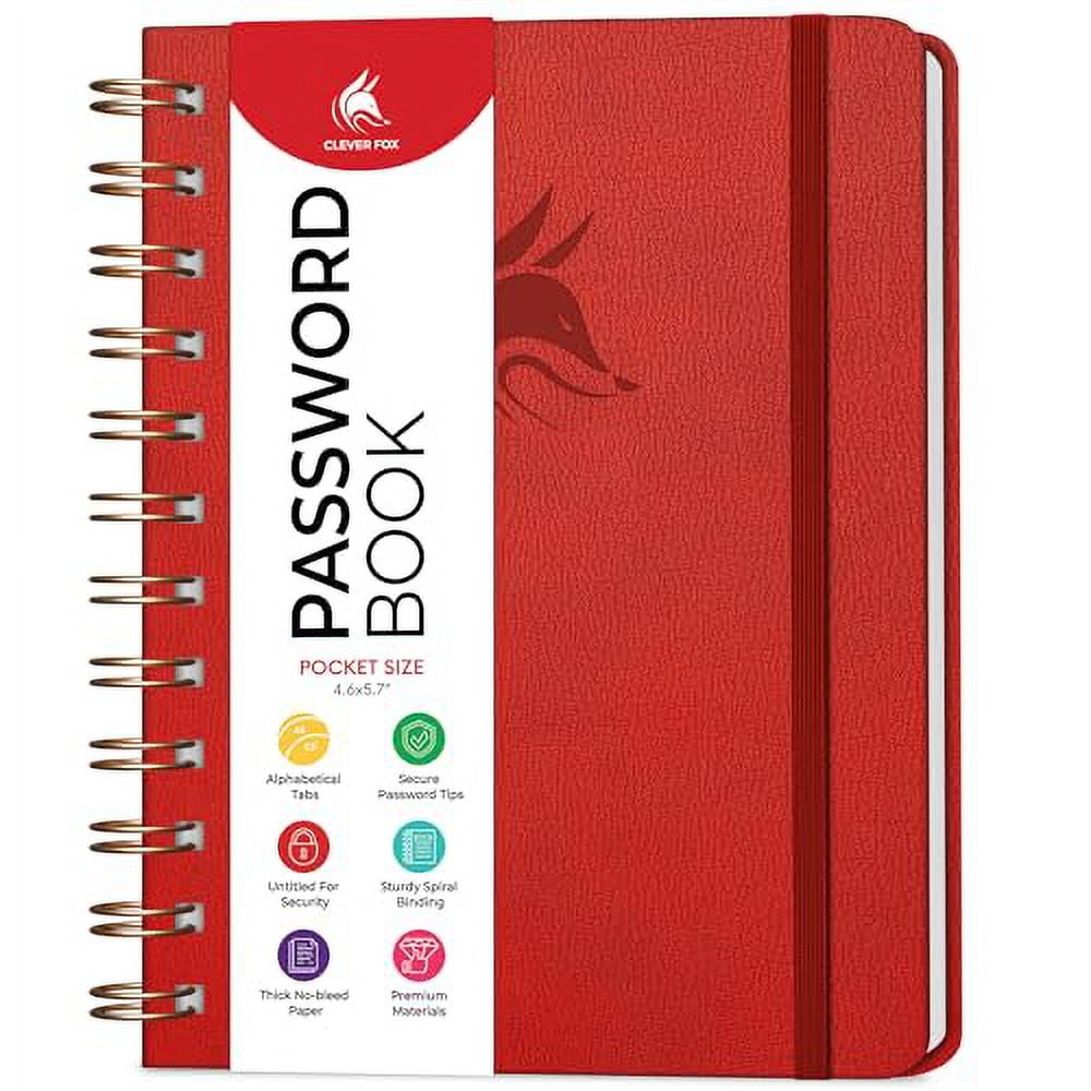 Clever Fox Password Book Spiral â€“ Mini Internet Address & Password ...