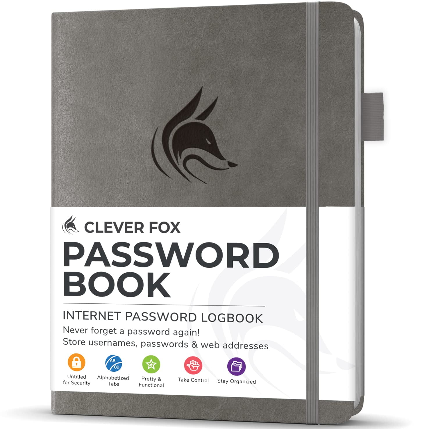 Clever Fox Password Book with alphabetical tabs. Internet Address Organizer Logbook. Small ...