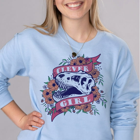 Clever Girl Crewneck T-Shirt, Pop Culture Dinosaur T-Shirt 1005221458 ...