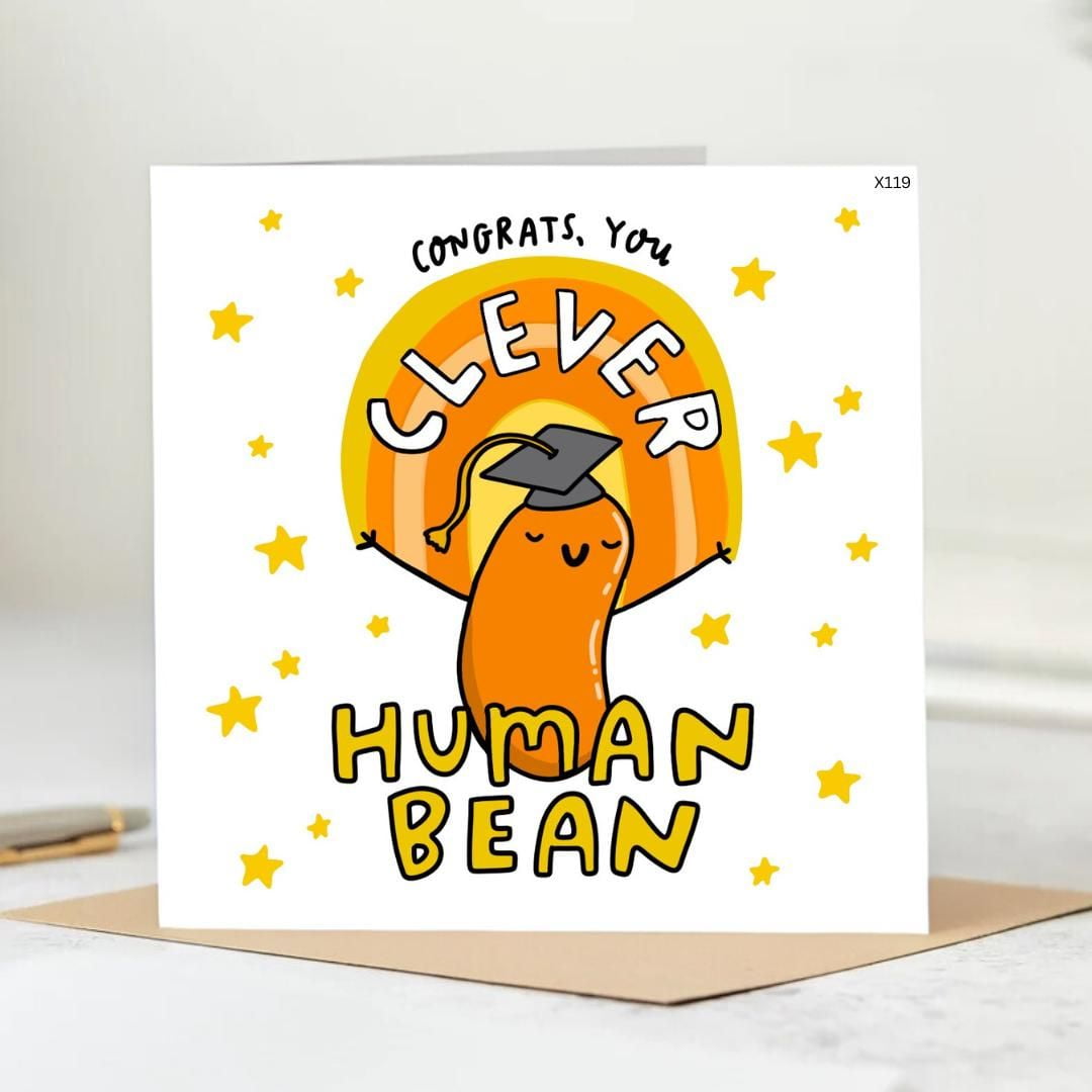 Clever Human Bean Graduation Card – Fun Congratulations Design with ...