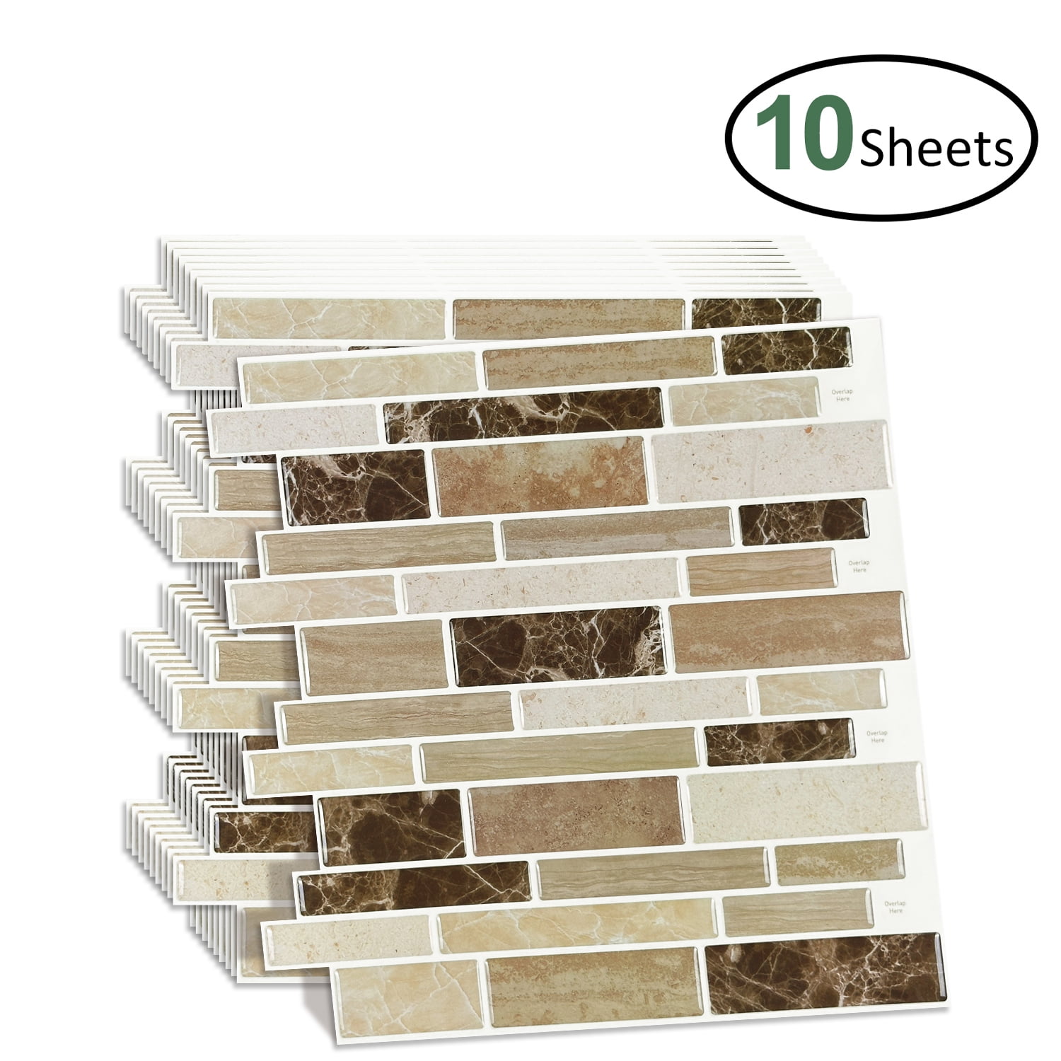 Clever Mosaics 12" x 12" Marble Vinyl Tiles, for Kitchen Backsplash 10 ...