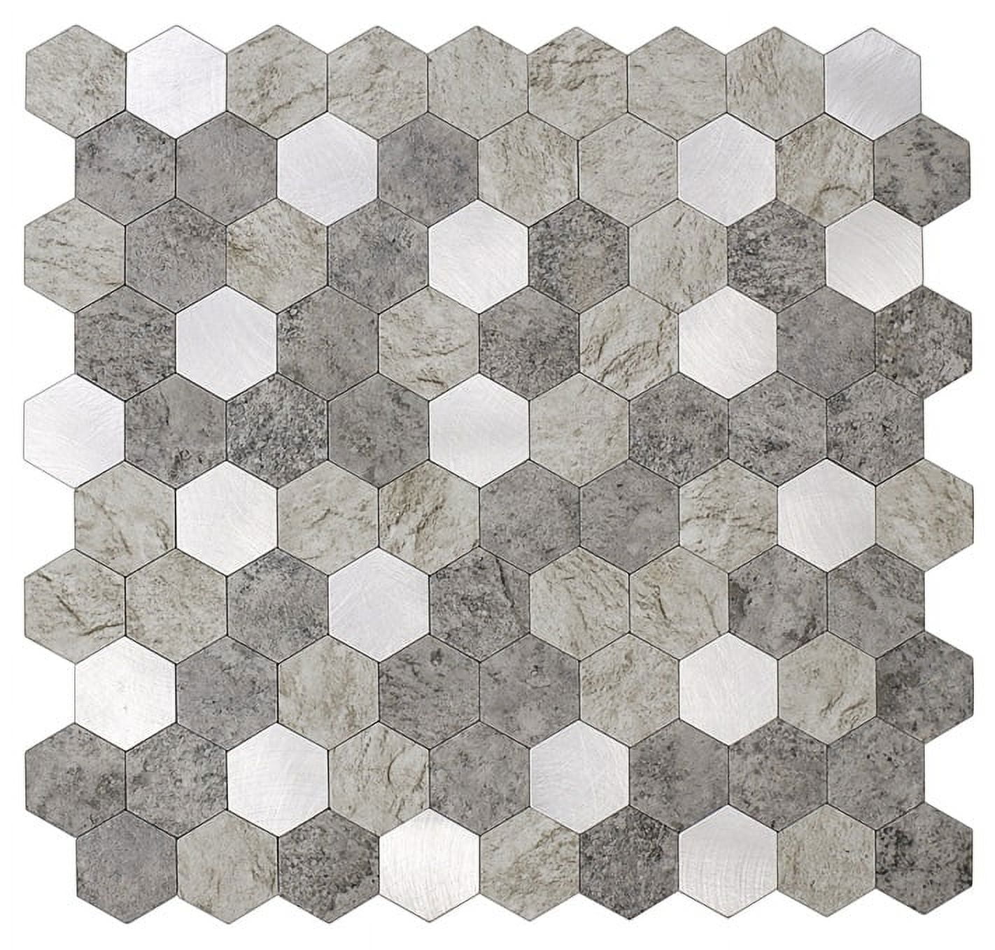 Clever Mosaics Hexagon Self-Adhesive Metal and Marble Honeycomb Peel ...