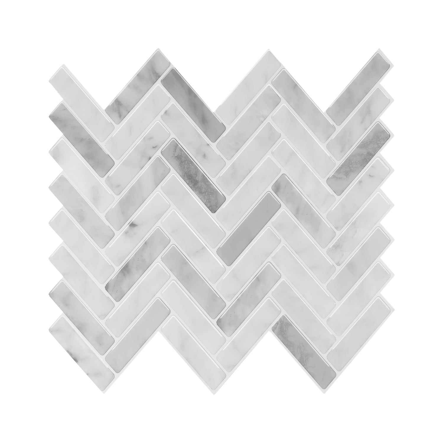 clevermosaics Peel and Stick Vinyl Backsplash Herringbone Carrara ...
