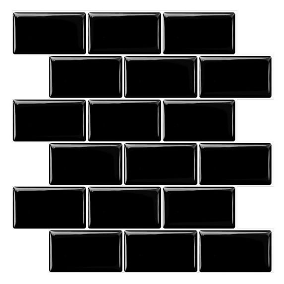Clever Mosaics Thicker Vinyl Peel and Stick Black Subway Tile ...