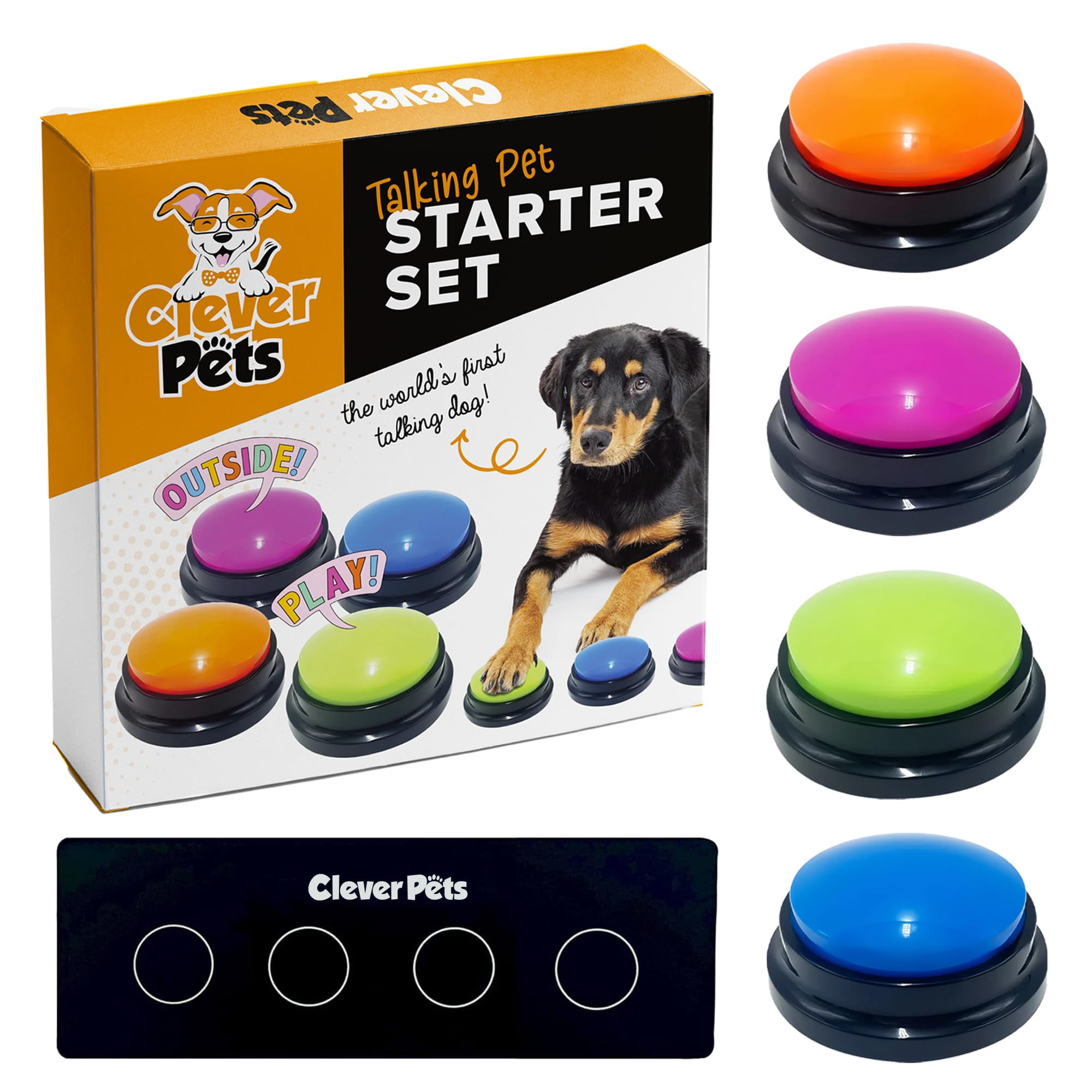 Clever Pets Buttons OIF8 for Communication, 4 Piece Talking Buttons Set, Training Talking ...