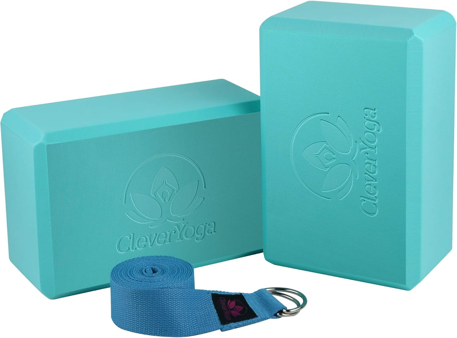 Clever Yoga Blocks 2 Pack with Strap - Extra Light Weight Sweat ...