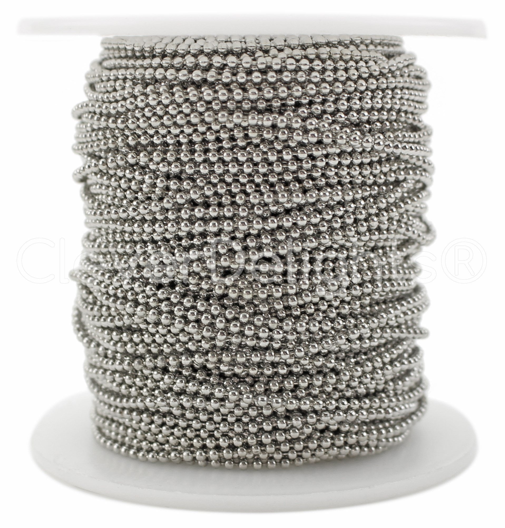 CleverDelights 1.5mm (1/16") Ball Chain - AIS1 Platinum Silver Color ...