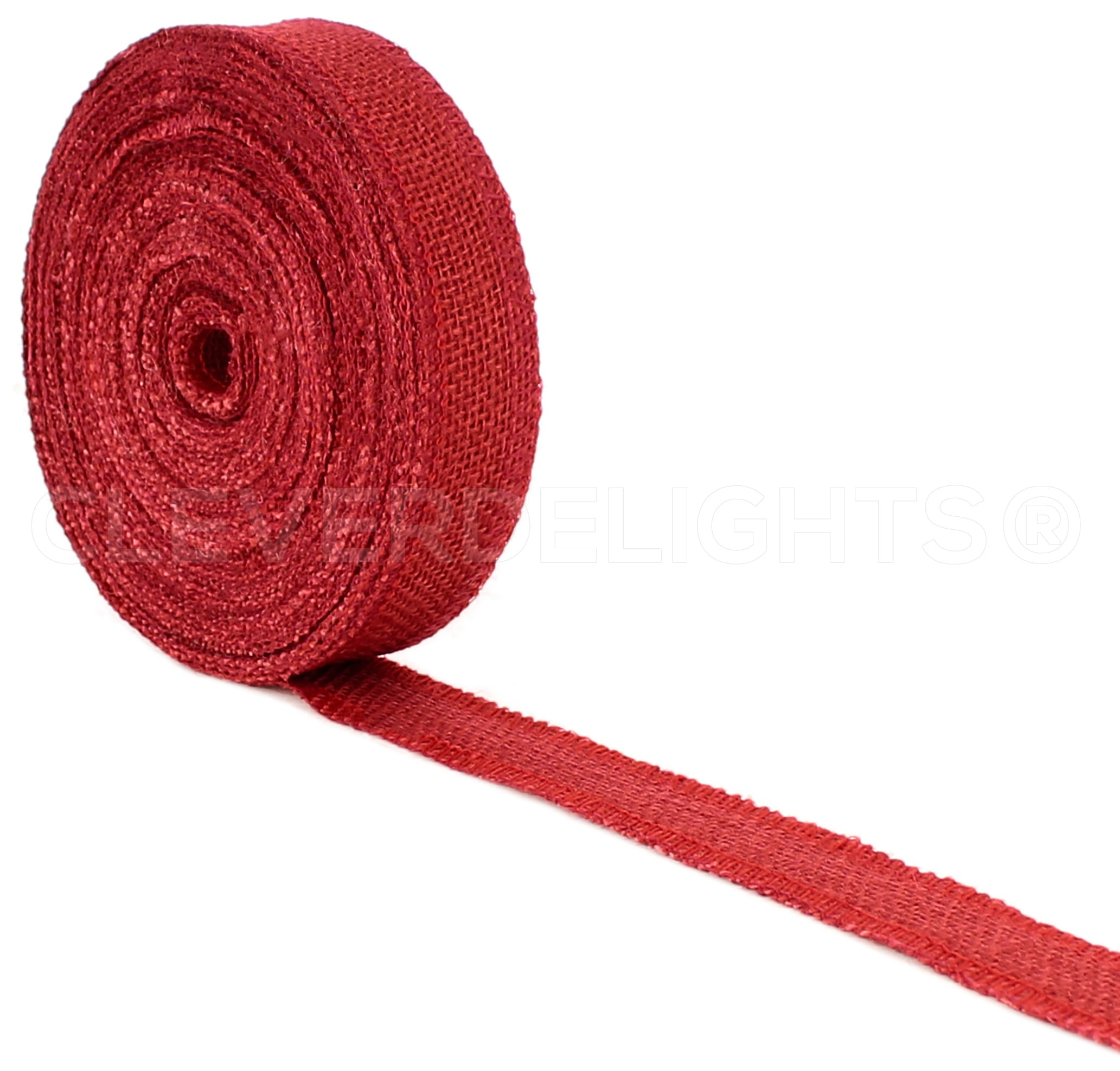 CleverDelights 1" Red Burlap Ribbon - Finished Edge - 25 Yards - Jute ...
