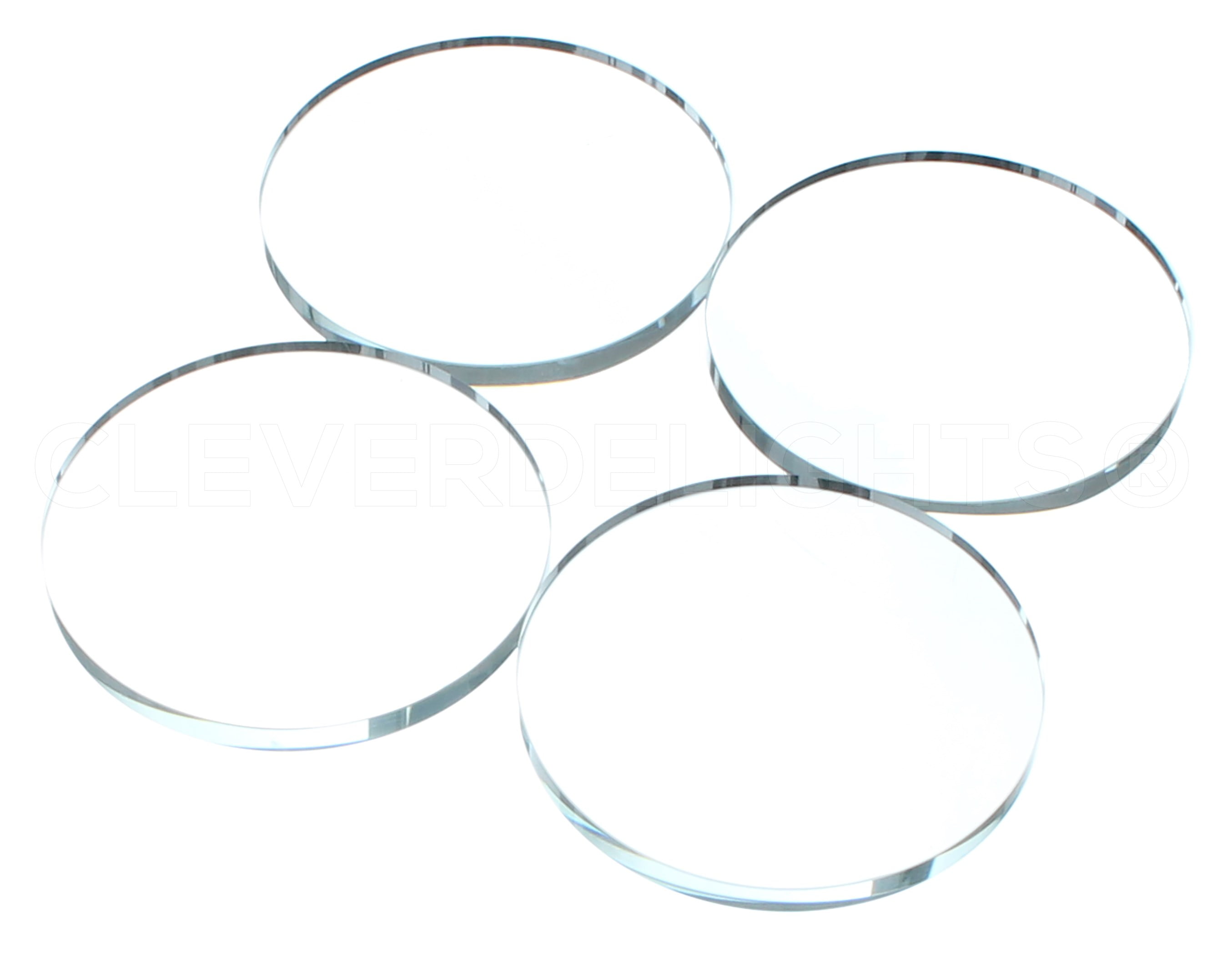 CleverDelights 2" Round Glass Tiles - 10 Pack - Clear Flat 2 Inch ...
