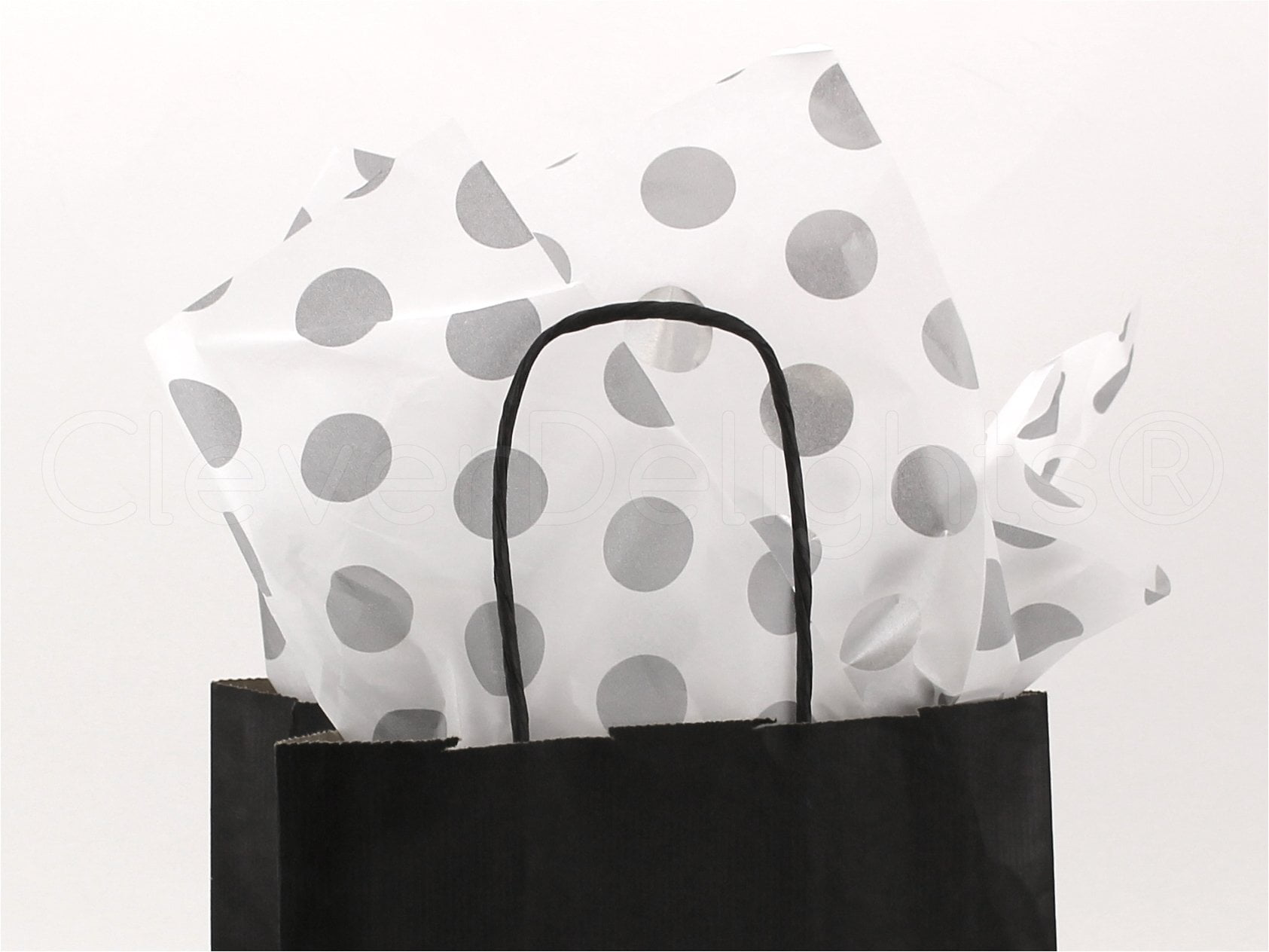 CleverDelights Metallic Silver Polka TSF6 Dot Premium Tissue Paper ...