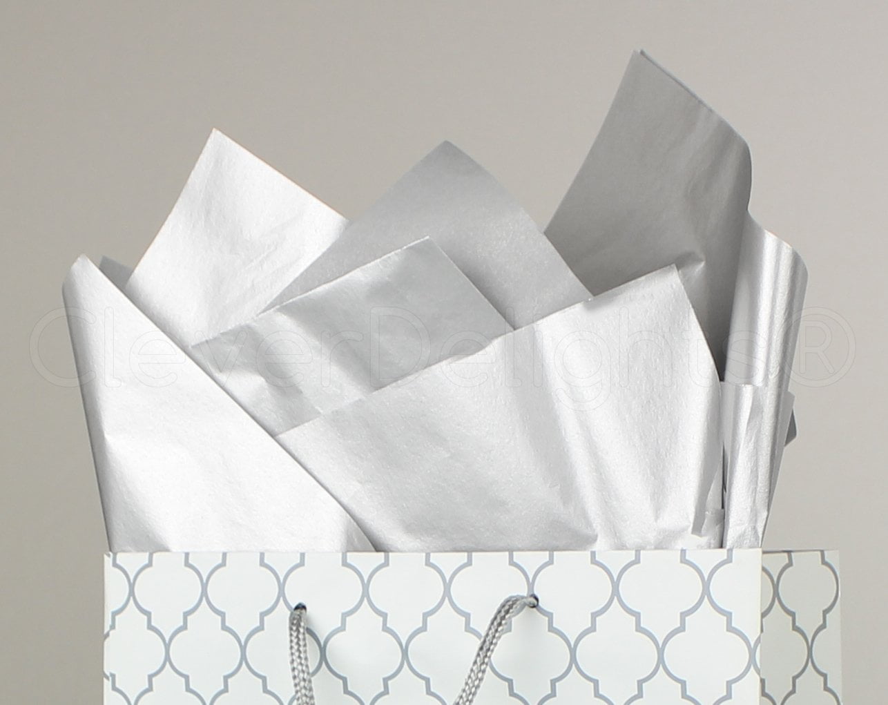 CleverDelights Metallic Silver Premium MSF2 Tissue Paper - 100 Sheets ...