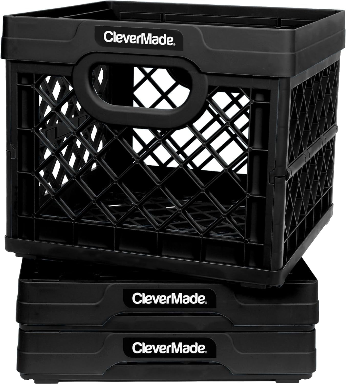 CleverMade 25L (6 Gal) Collapsible Milk Crate (100% Recycled), Obsidian ...