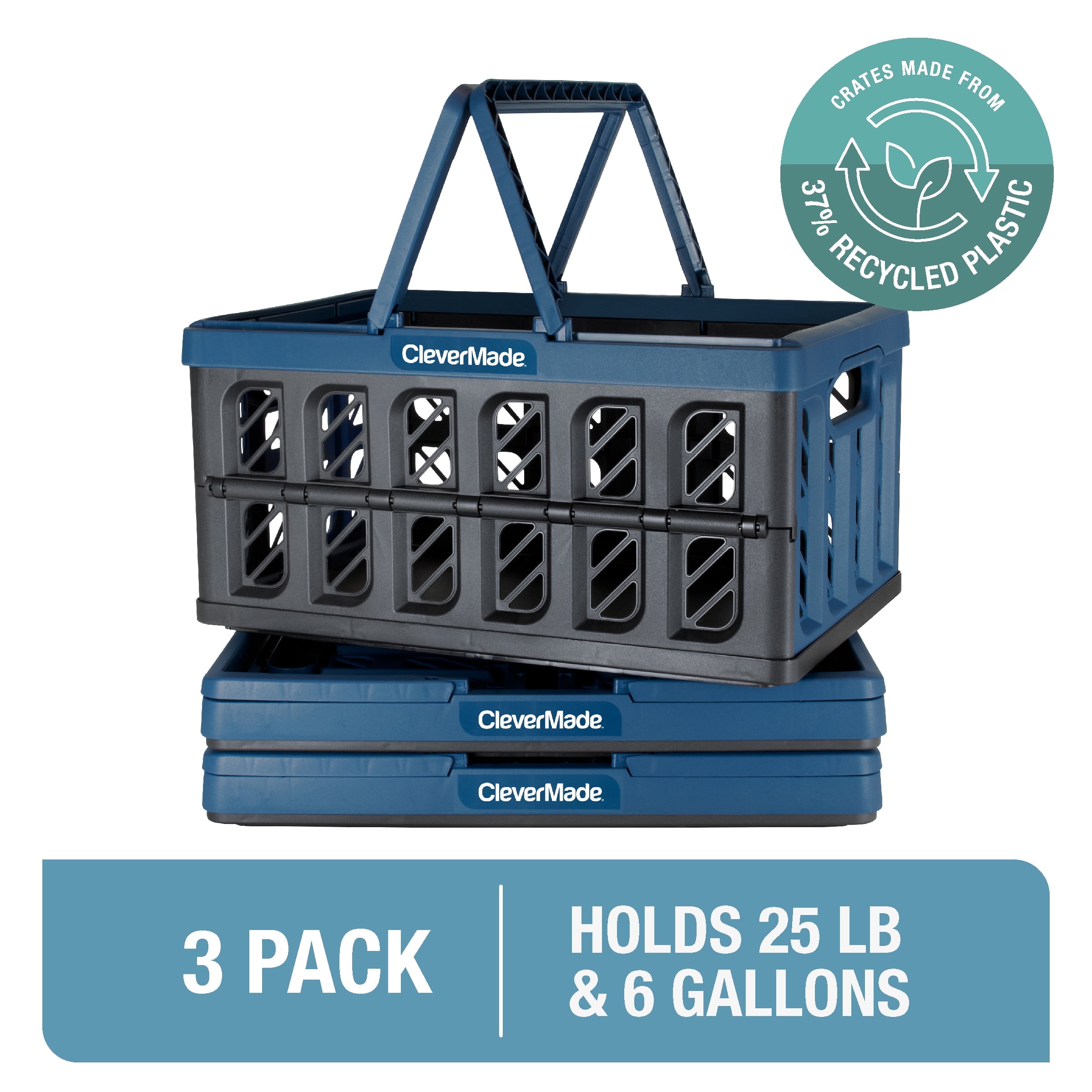 CleverMade Eco-Friendly Collapsible Portable Shopping Tote with Handles ...