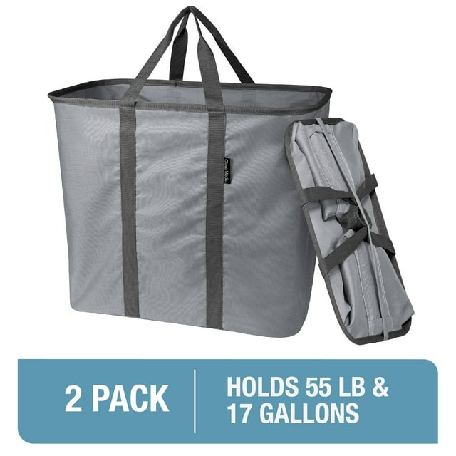 CleverMade Collapsible Laundry Caddy, 64L (17 Gal) - Gray/Charcoal, 2 ...