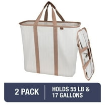 CleverMade Collapsible Laundry Baskets 2PK - 60L (16 Gal) Cream ...