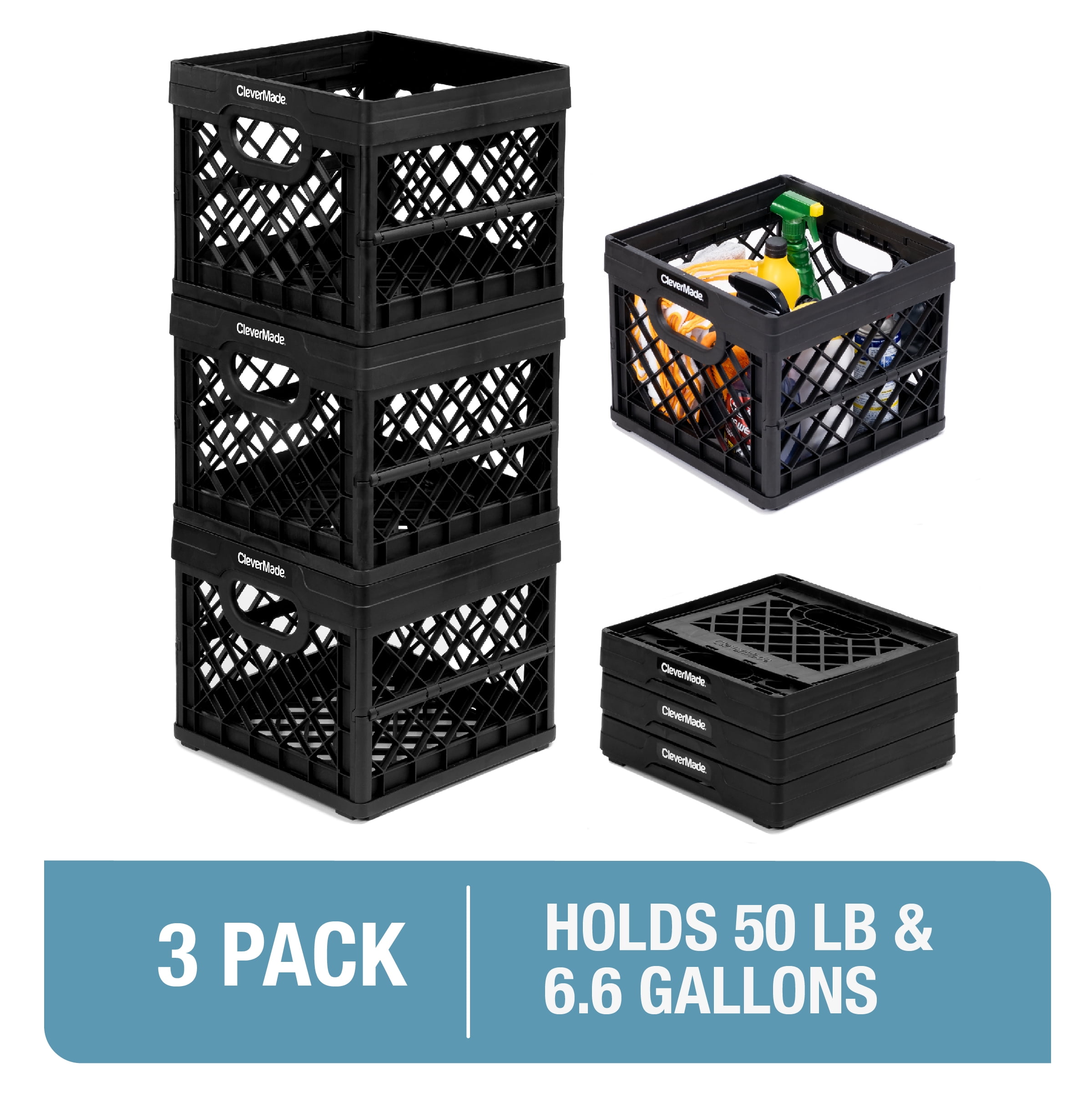 EZDO Small Collapsible Storage Crates 3 Pack - Walmart.com