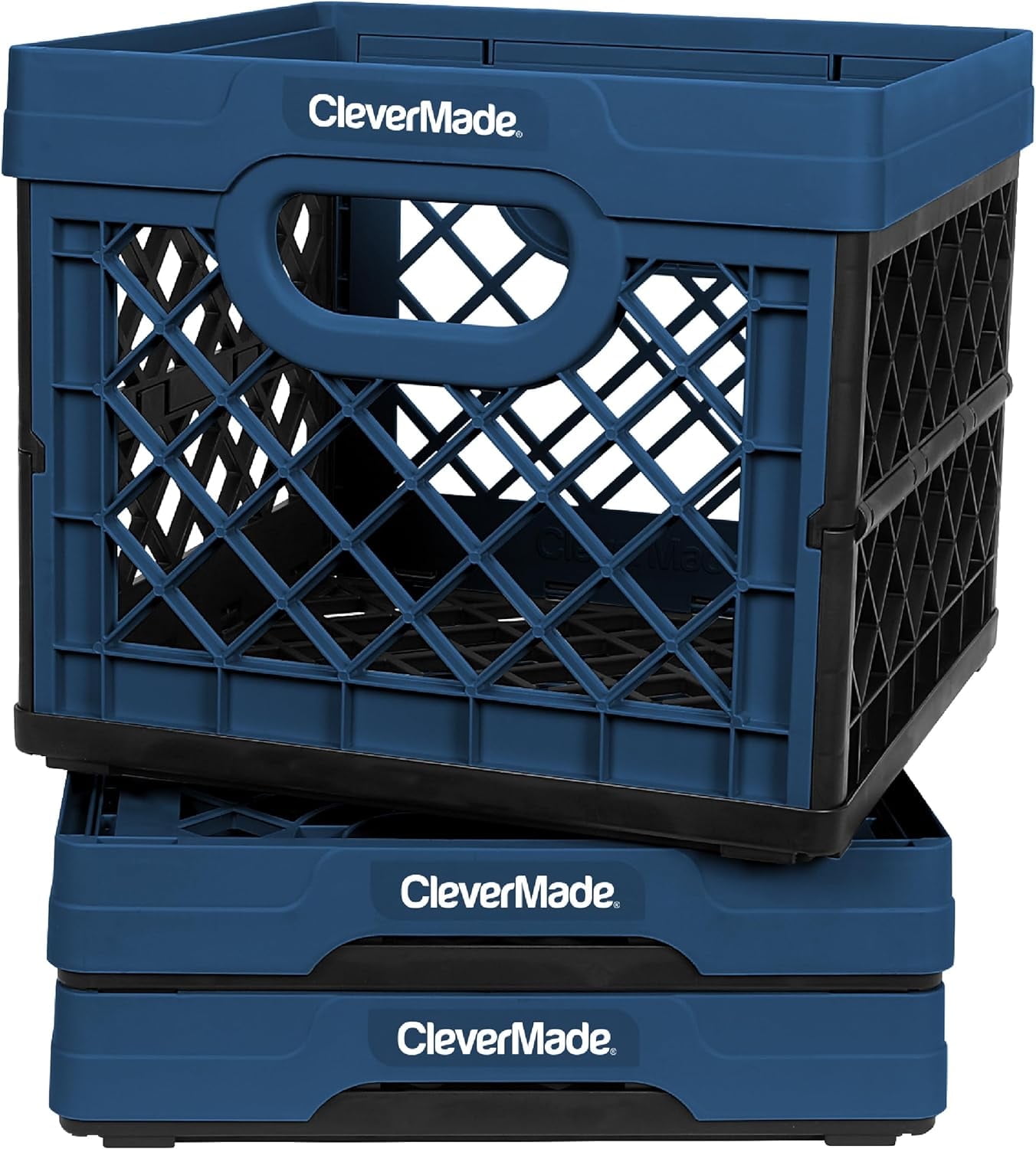 CleverMade Collapsible Milk Crate, Stackable Storage Bin - 6 Gal Ocean ...