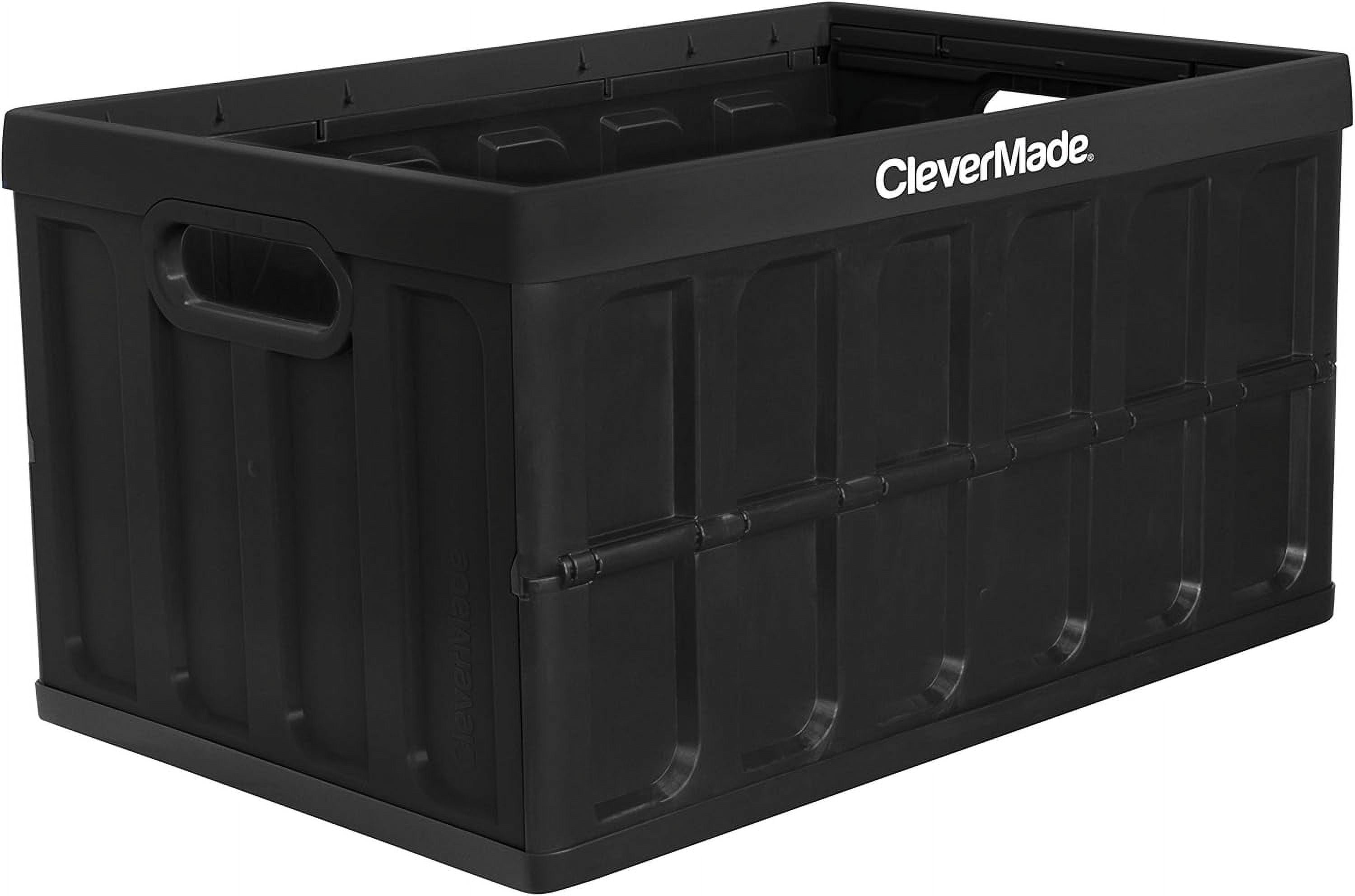 CleverMade Collapsible Storage Bin with Lid, 46L (12 Gal), Obsidian, 3 ...