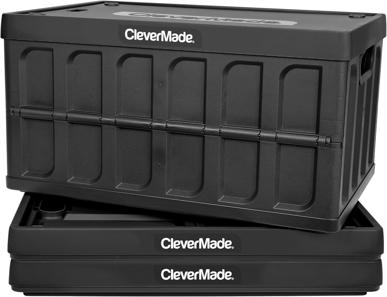 CleverMade Collapsible Storage Bin with Lid, 46L (12 Gal), Obsidian, 3 ...