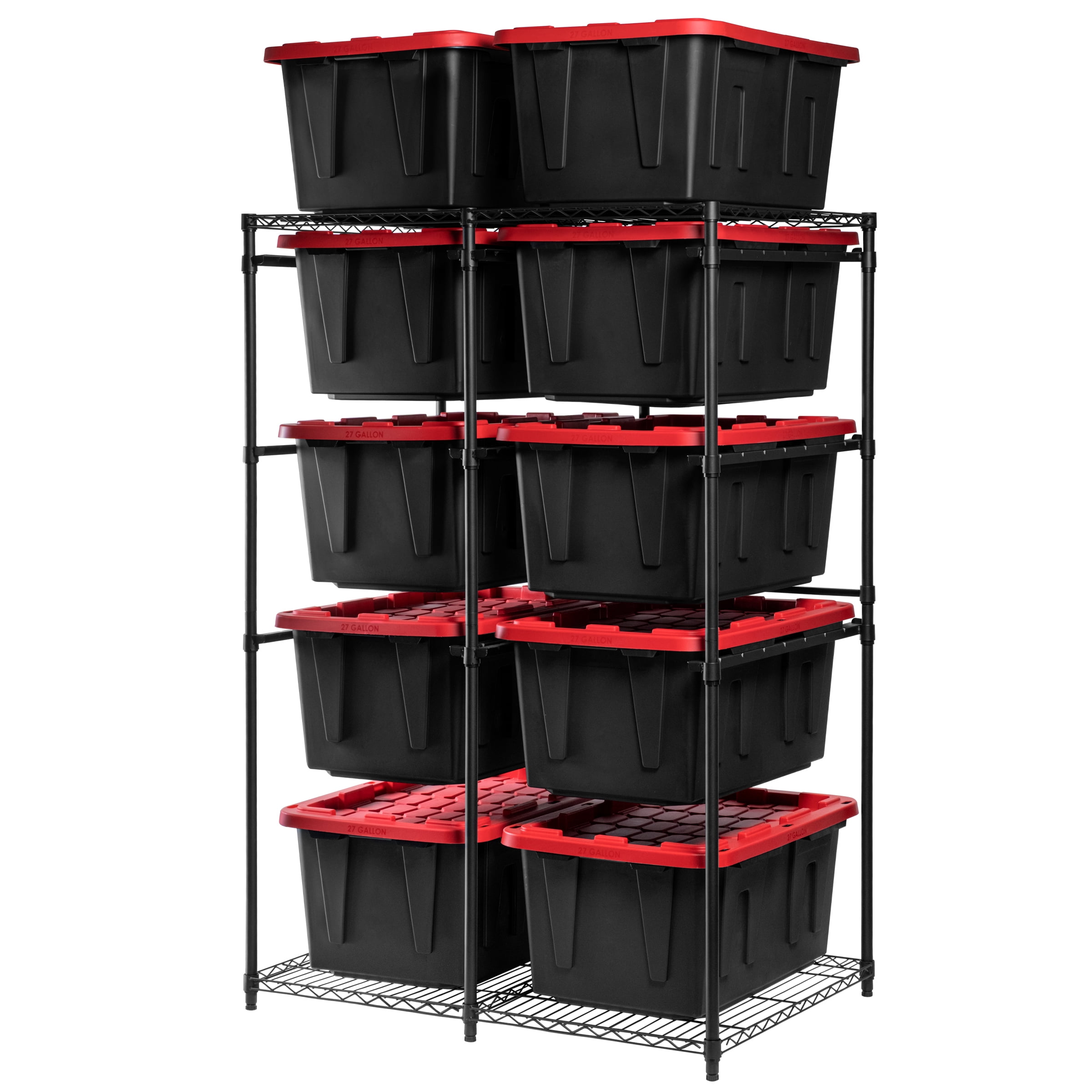 CleverMade Double Tote Tower 10-Tier Storage Rack for 27-Gallon Totes ...