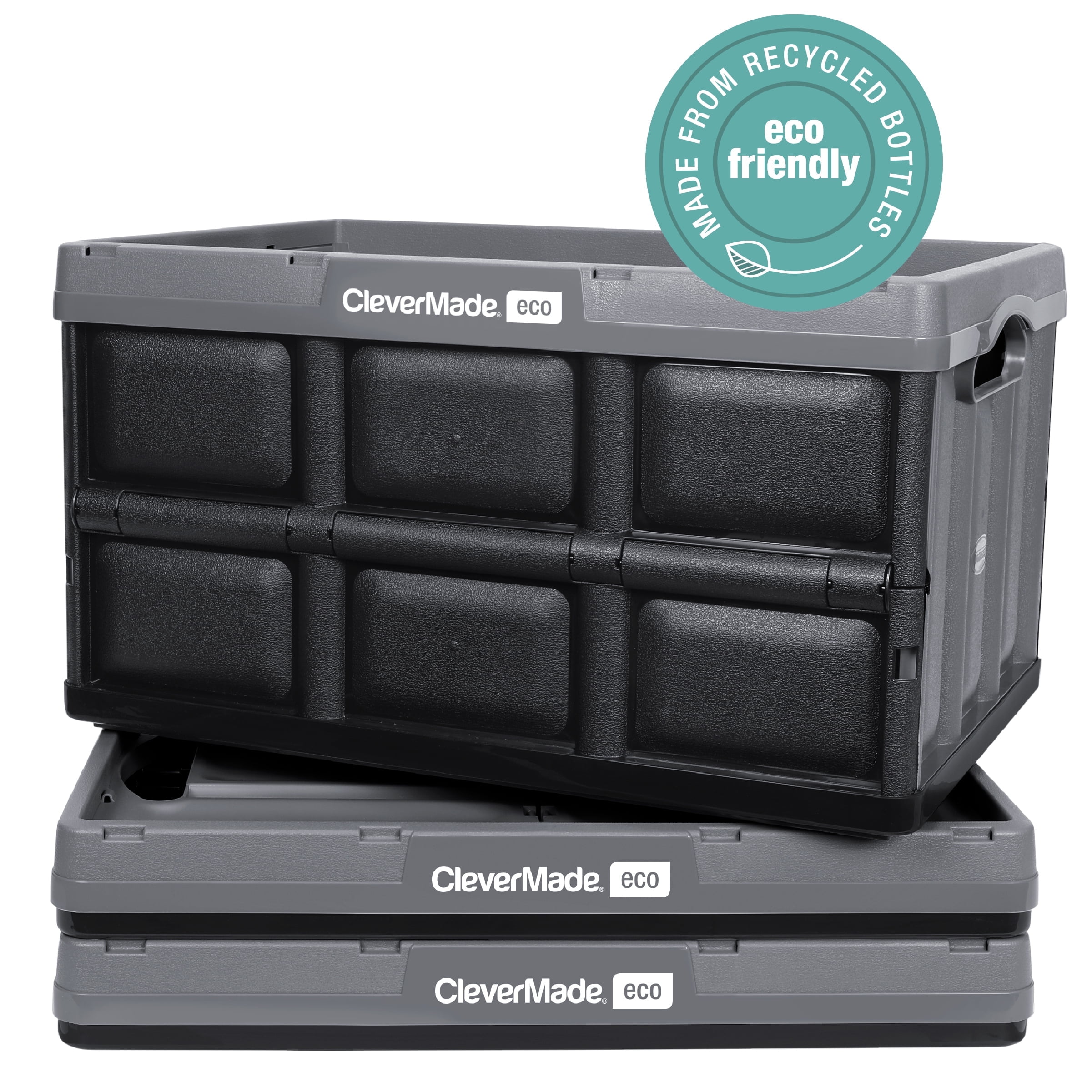 CleverMade Eco 62L Collapsible Storage Bin, Stone, 3 Pack - Walmart.com