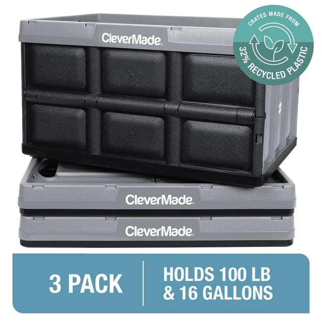 CleverMade Eco 62L Foldable Storage Containers, Collapsible Tote Box ...