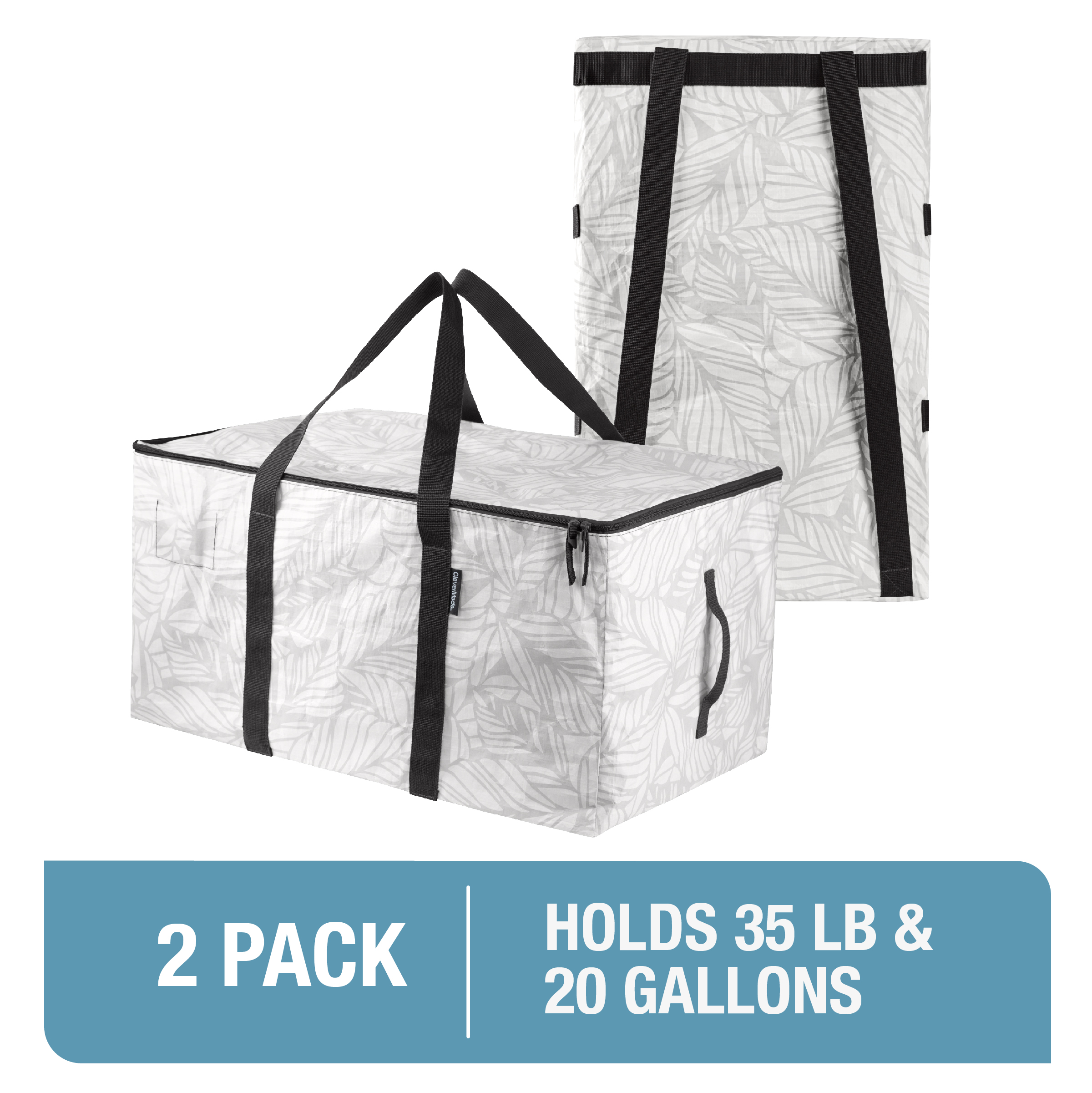 CleverMade Storage Duffel, Soft Packing Tote with Zipper, White Magnolia 2 Pack - Walmart.com