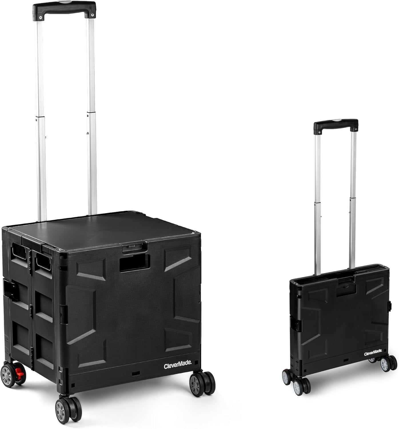 CleverMade Collapsible Wheeled Crate, 35L Capacity, 4 Double Wheels ...