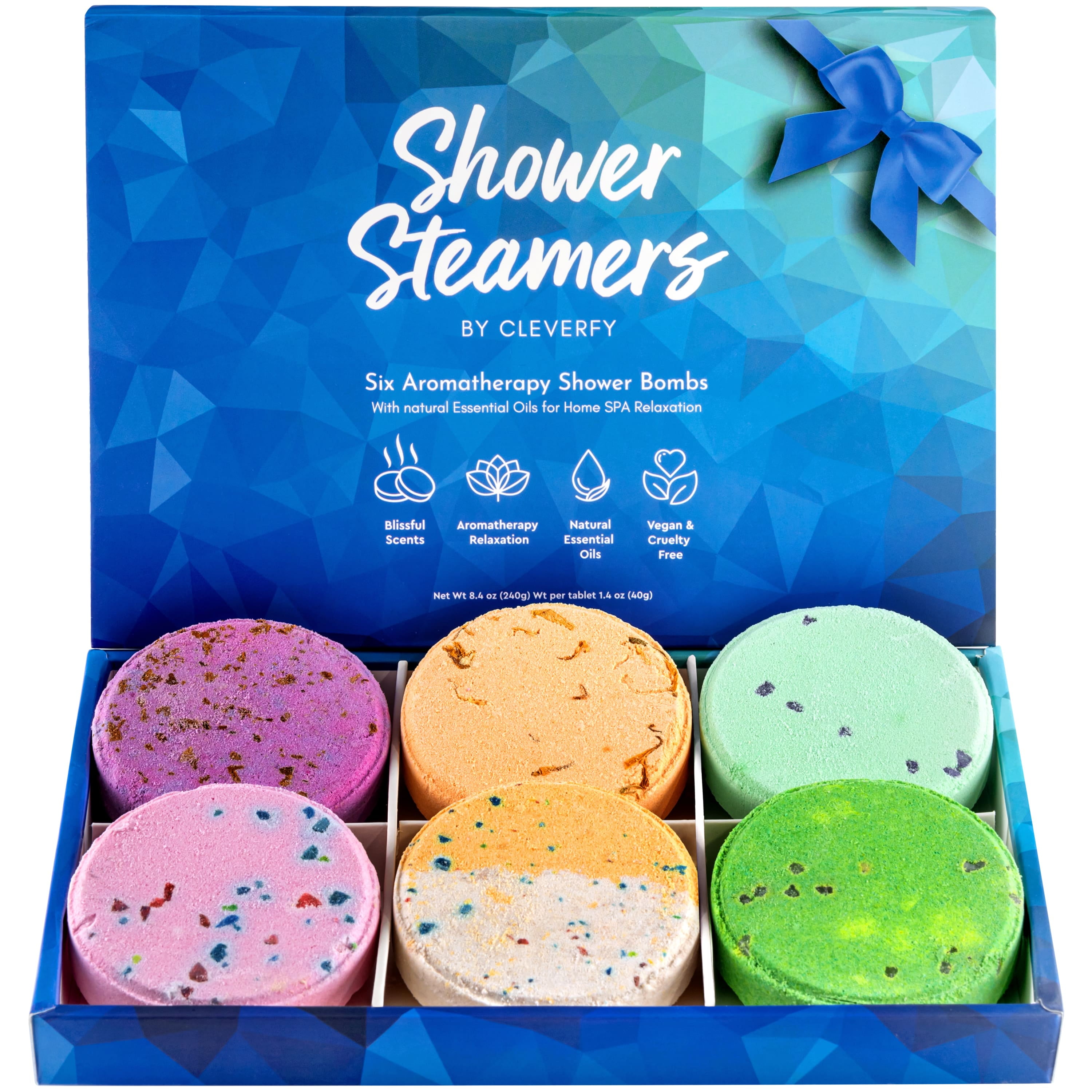 Cleverfy Aromatherapy Shower Steamers 6 Pack Essential Oils T Set