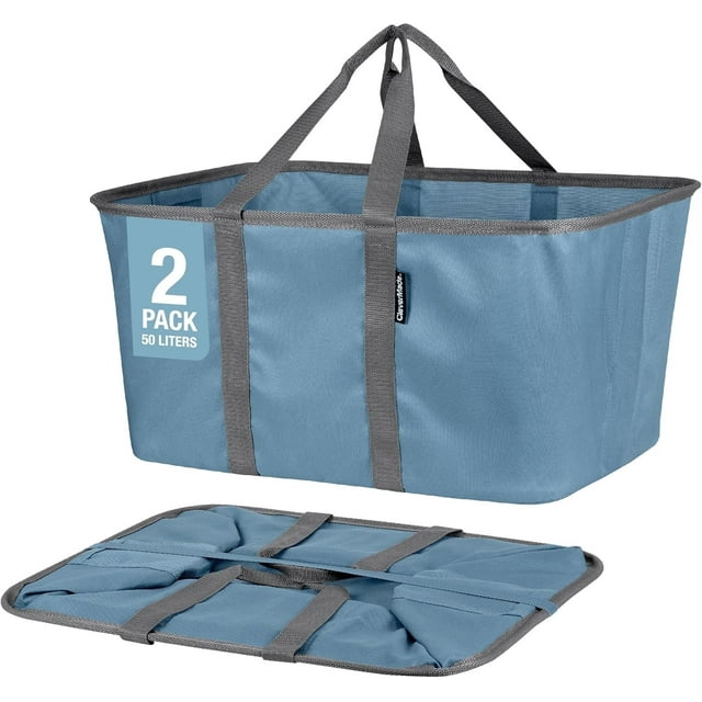 CleverMade Collapsible 2PK Laundry Bags, 50L/13 Gal, Denim/Charcoal ...