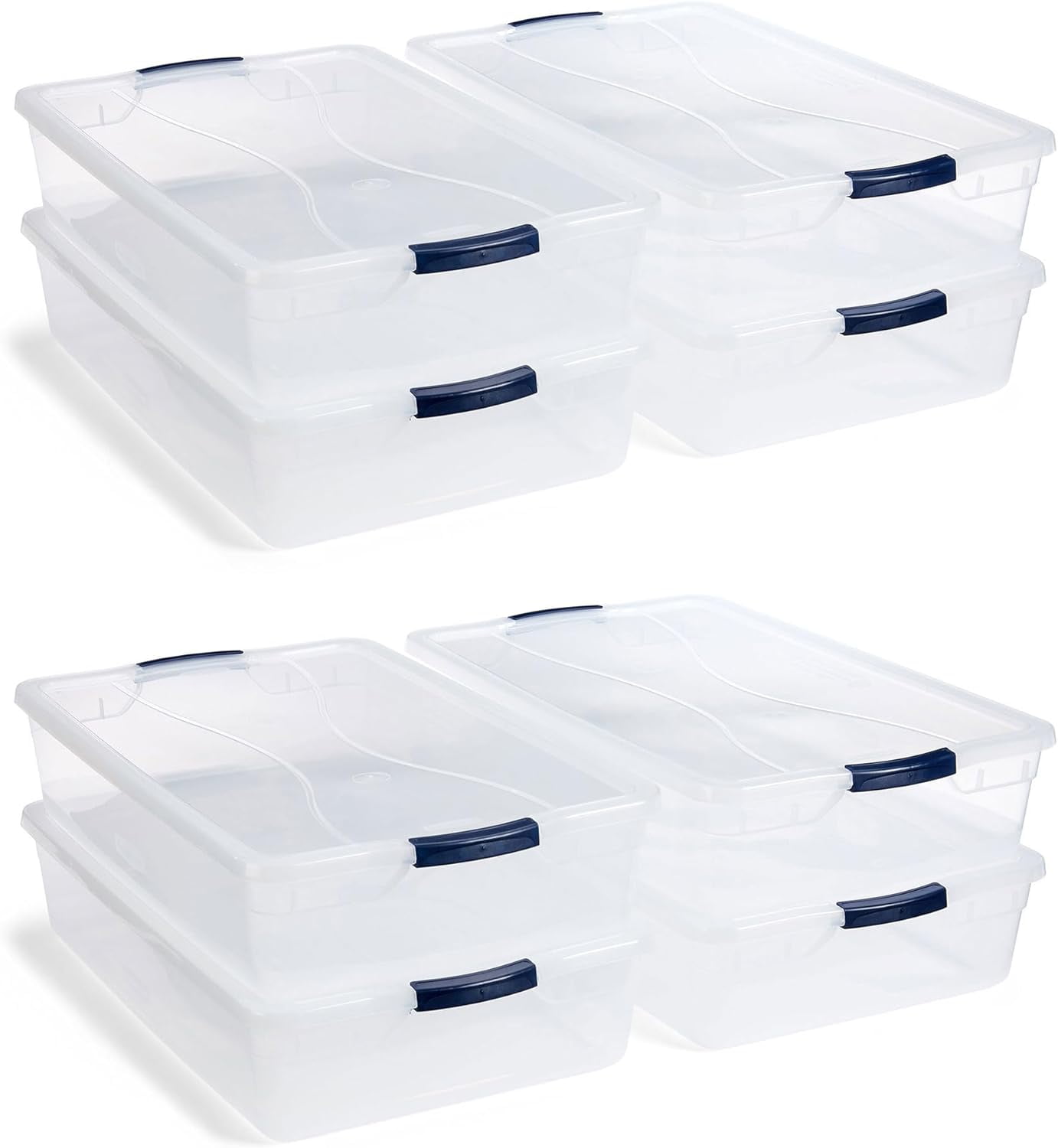 Cleverstore 8-Pack of Stackable 41 Quart Clear Plastic Containers ...