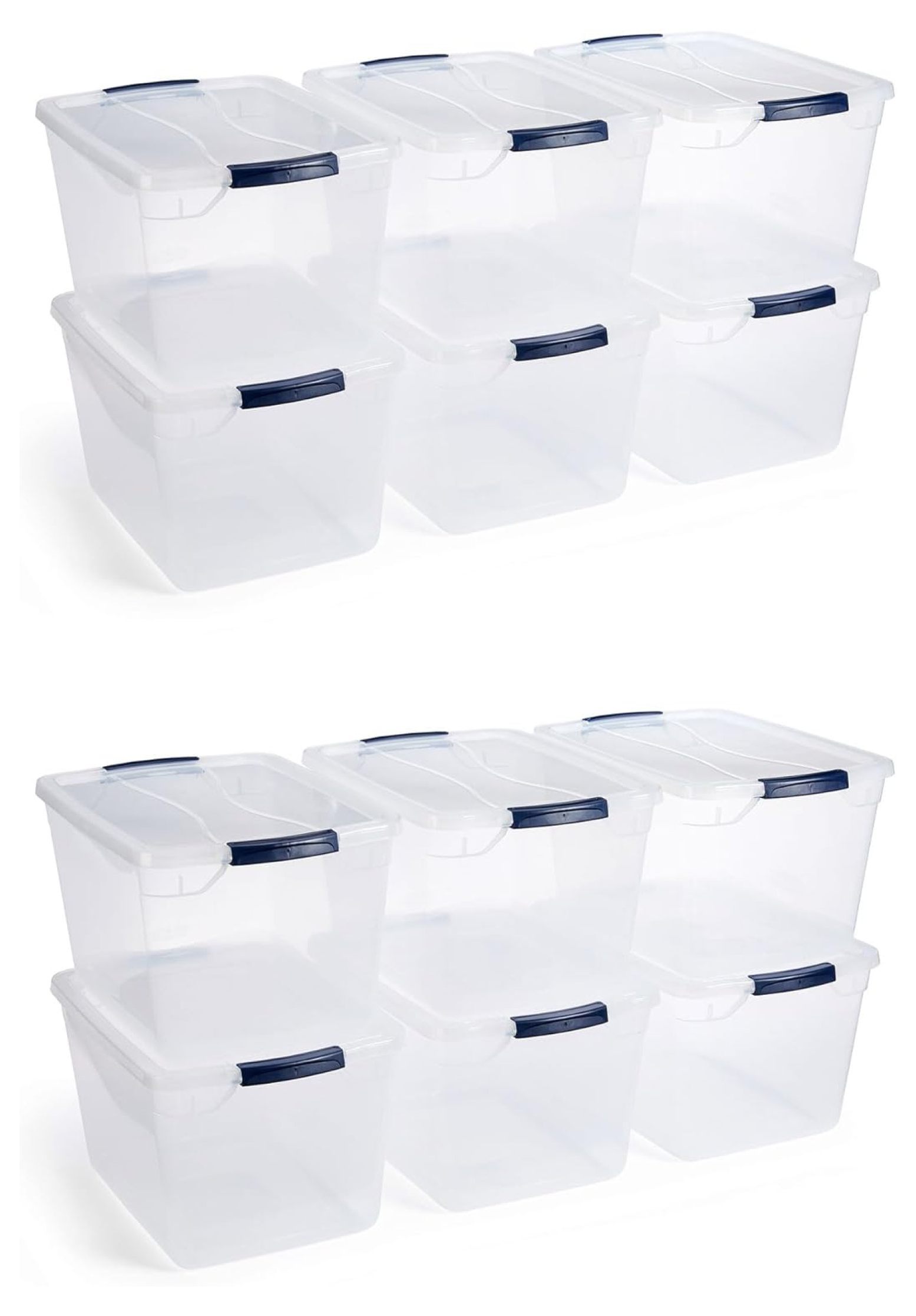 Cleverstore Clear 30 Qt, 12 Pack Stackable Plastic Storage Containers ...