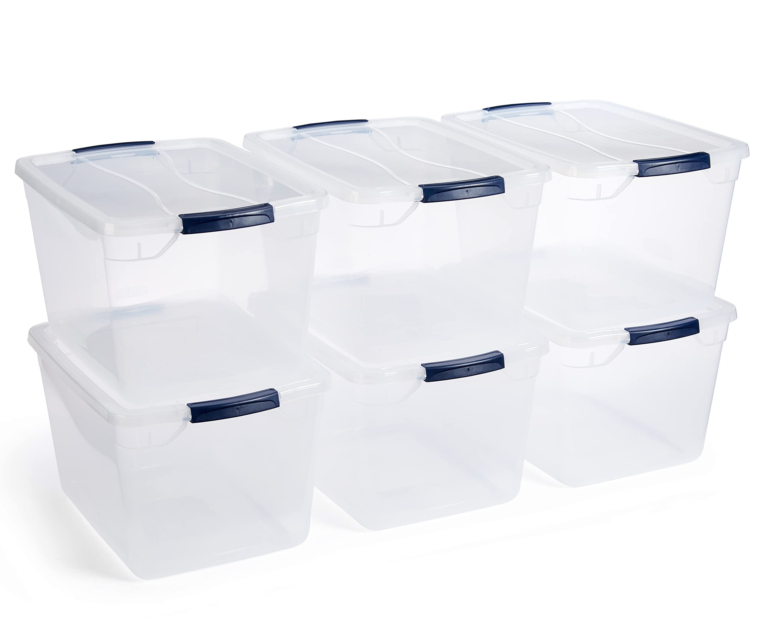 Cleverstore Clear 30 Qt, 6 Pack Stackable Plastic Storage Containers ...