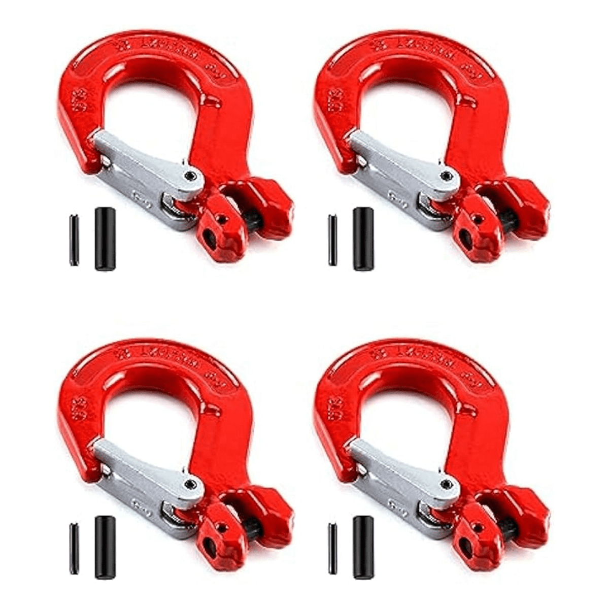 Clevis Hook with Latch, 4 Pack, 5/16Inch, 2470 Lbs Load Limit, Grade 80 ...