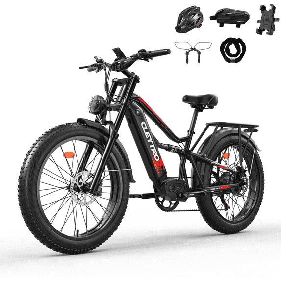 Cleytro 750W 26-Inch E-Bike, 52V19AH, Dual Shocks & Brakes, 7-Speed ...