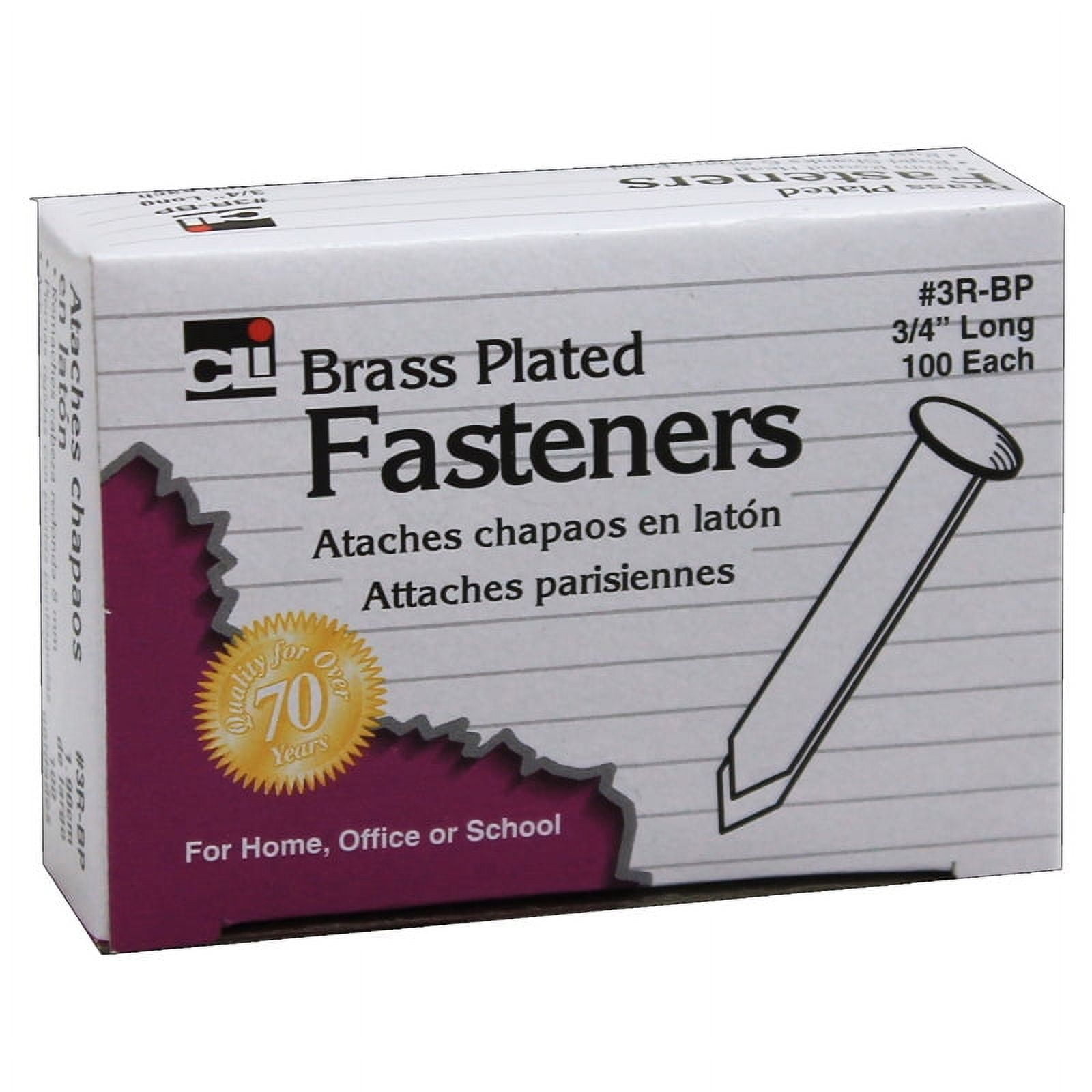 BRASS PAPER FASTENERS 3/4 100/BOX - Walmart.com