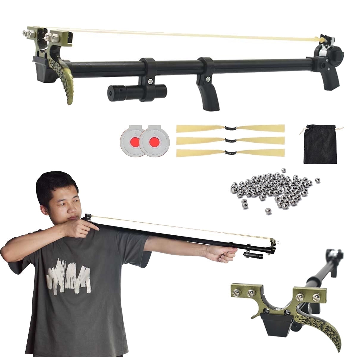 Clianle Hunting Slingshot with Precise Telescopic Long Rod and Steel ...