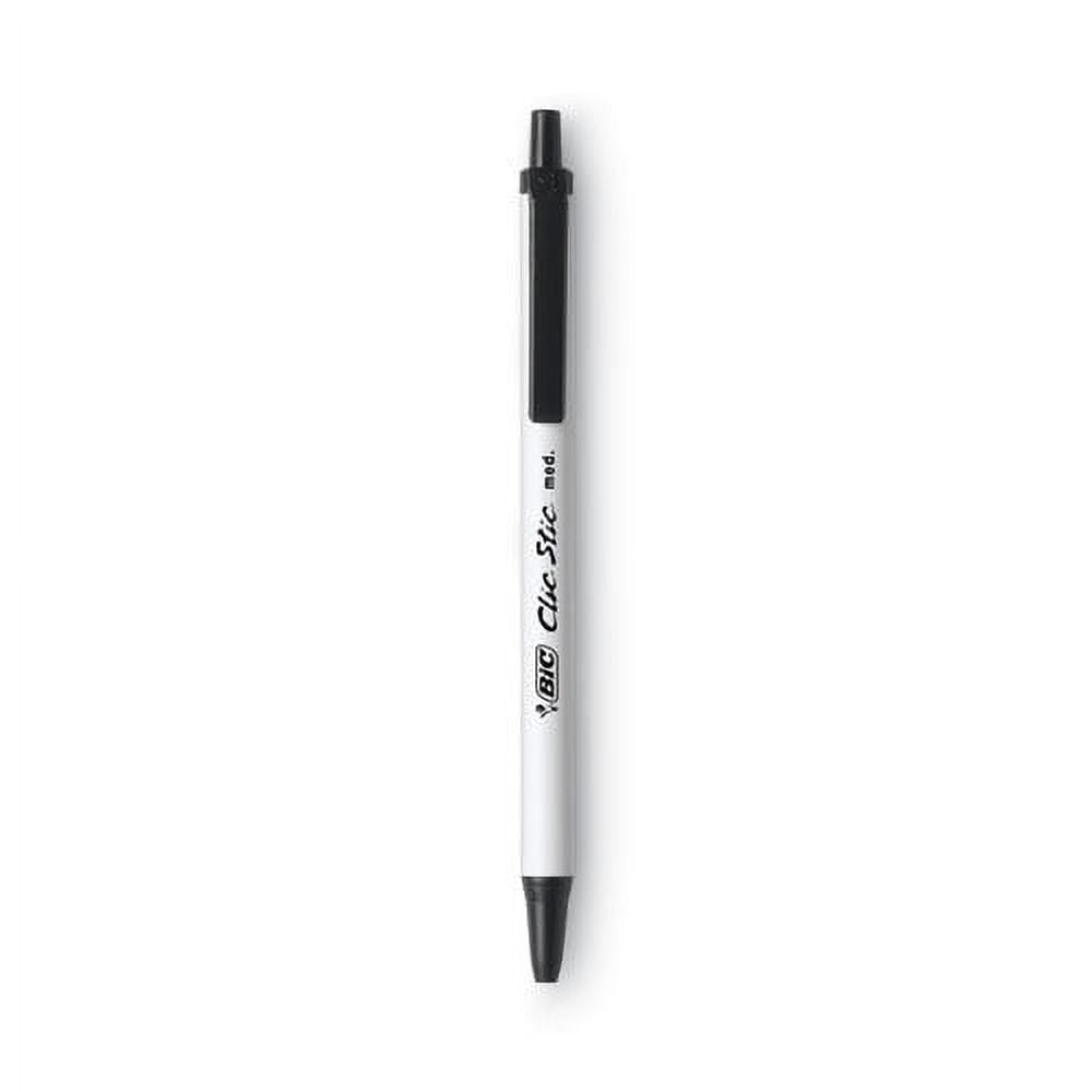 "Clic Stic Ballpoint Pen, Retractable, Medium 1 Mm, Black Ink, White ...