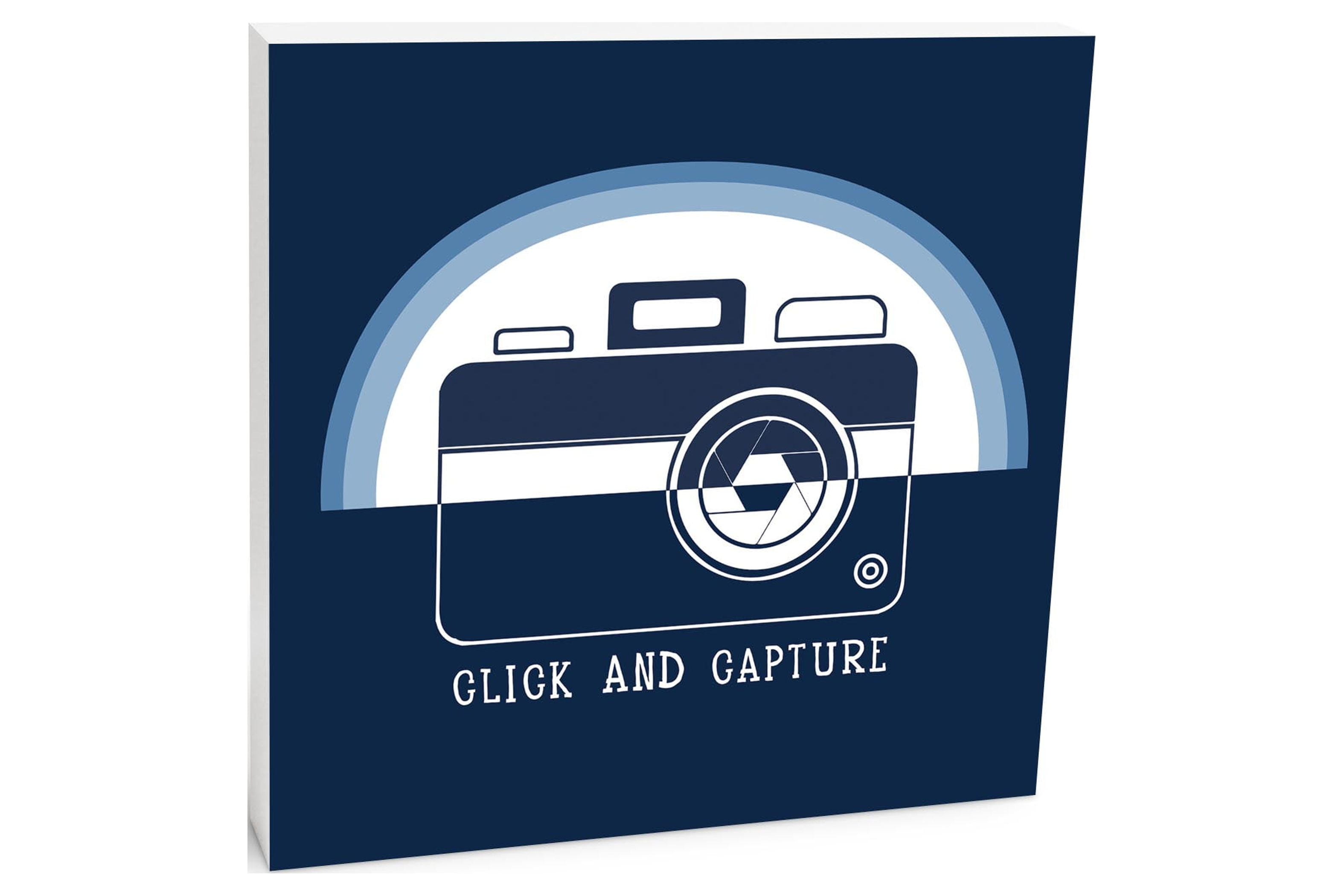 Click And Capture Blue Camera Rainbow 10 x 10 Wood Tabletop Sign Plaque ...