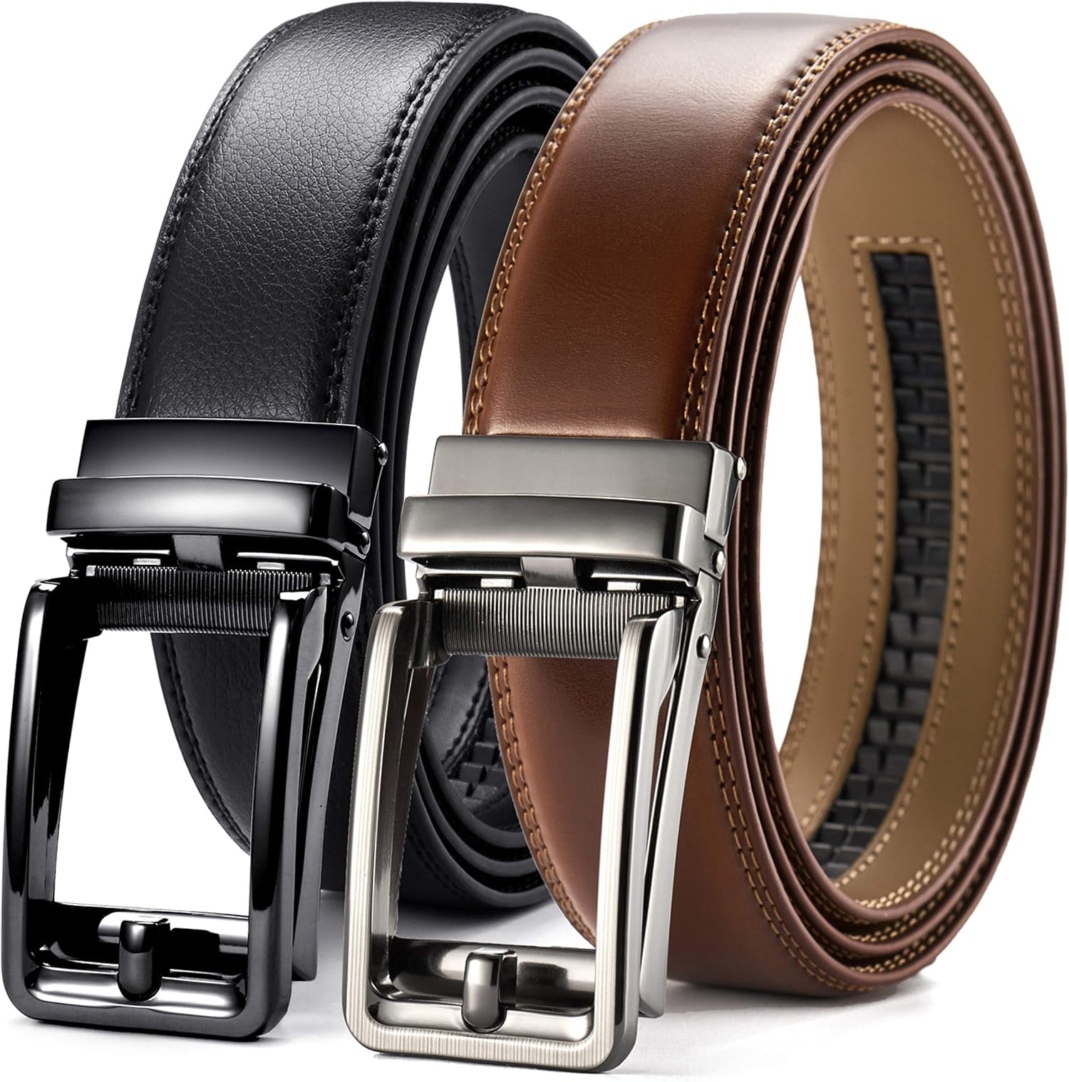 Click Belts for Men 2 - Mens Ratchet Leather Belt 1 3/8" for Dress and ...