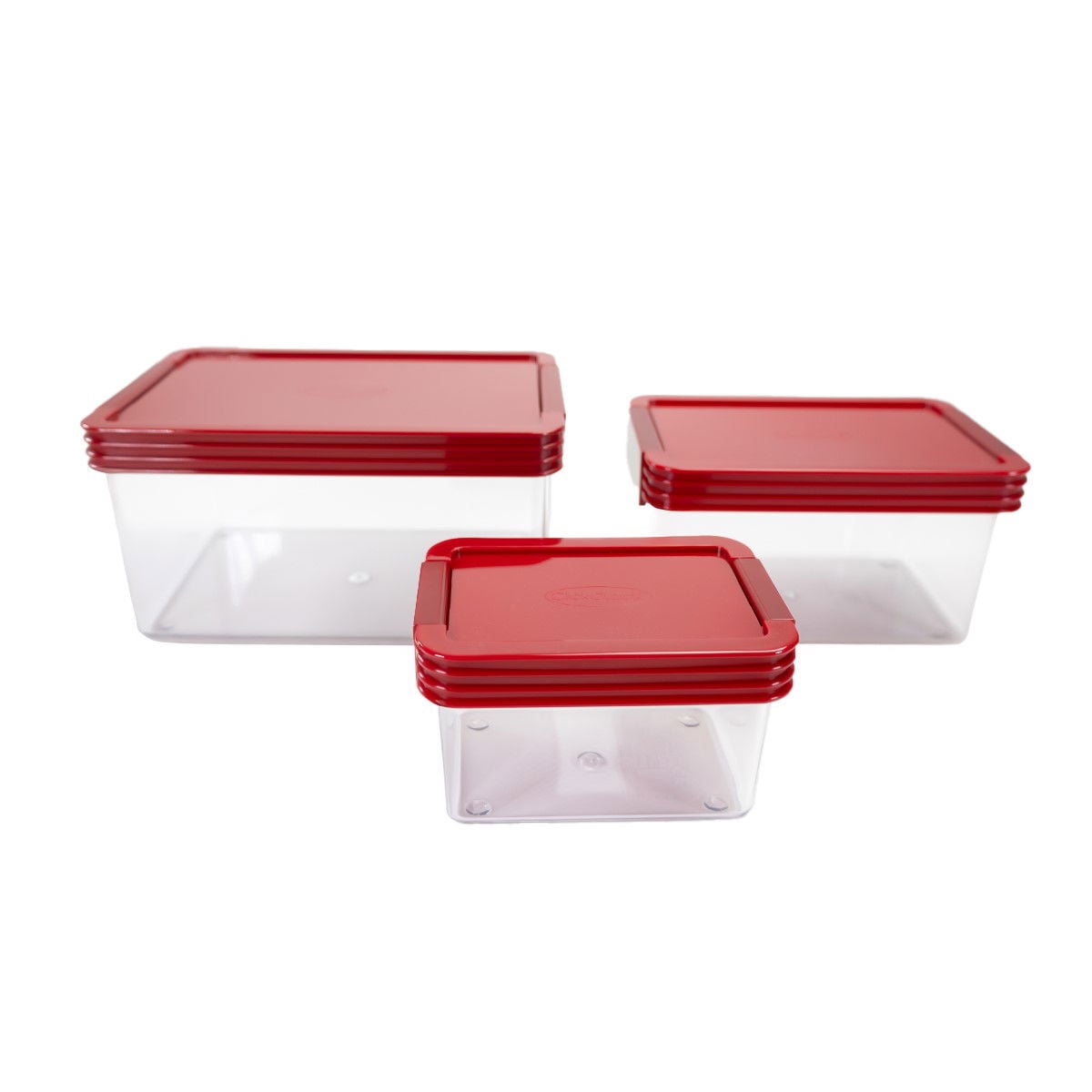 Click Clack 3-Piece Basic Small Storage Container Set | Red - Walmart.com