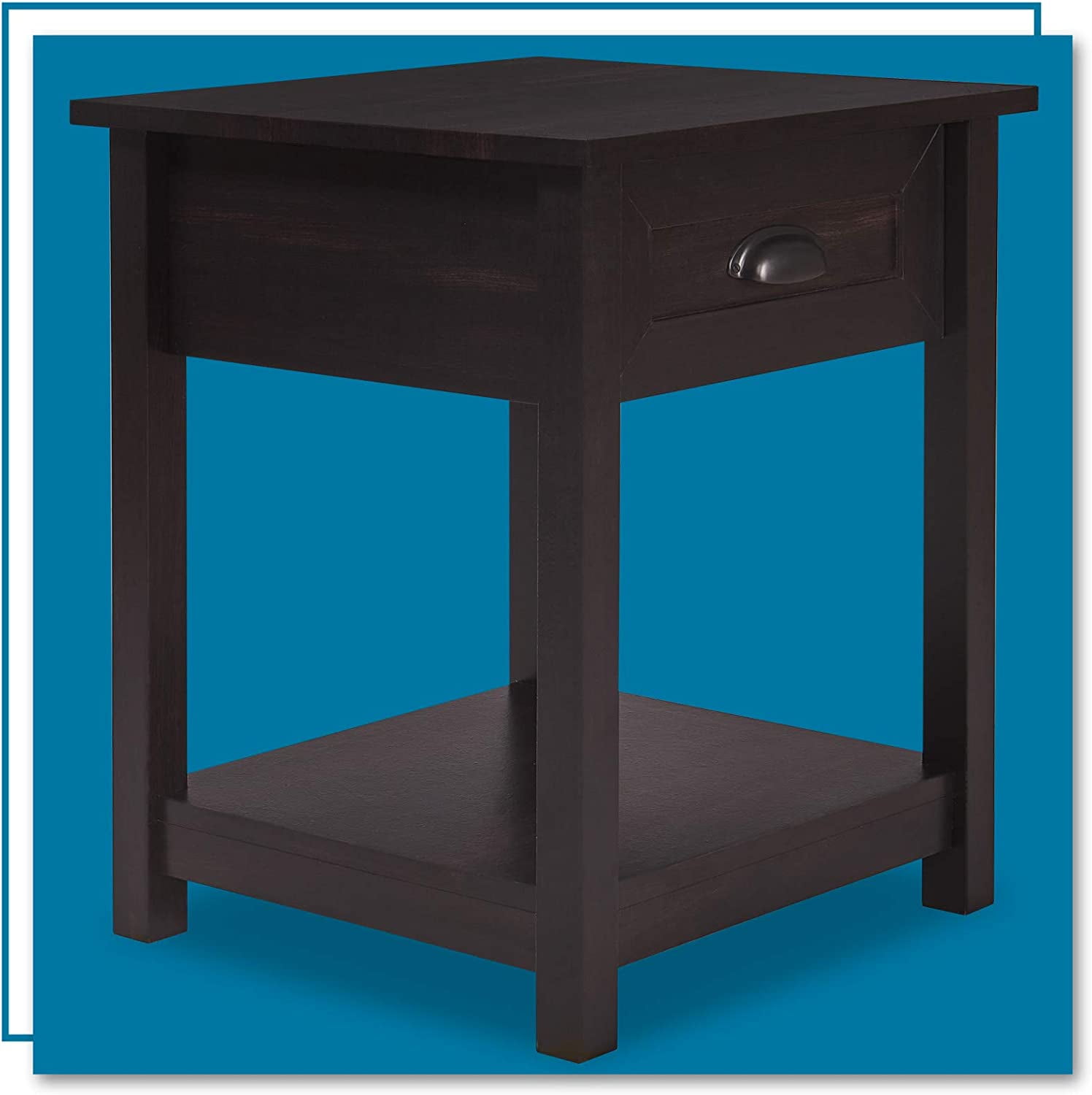 Click Wood Nightstand Accent Living Room End Table with 1 Cub Handle ...