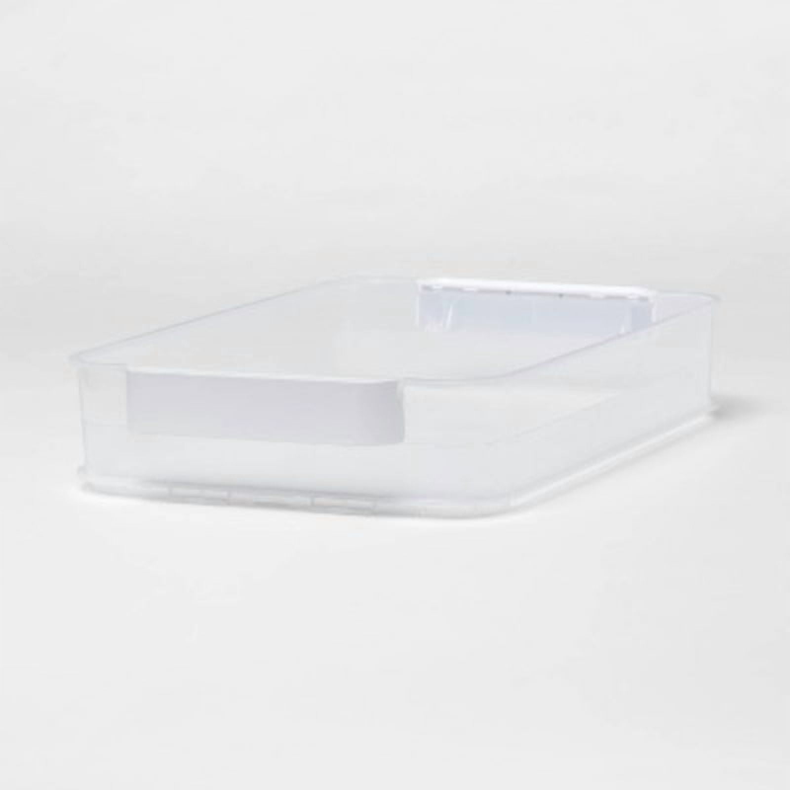Click in Place 6.7qt Clear Shallow Plastic Storage Bin with White Latch ...