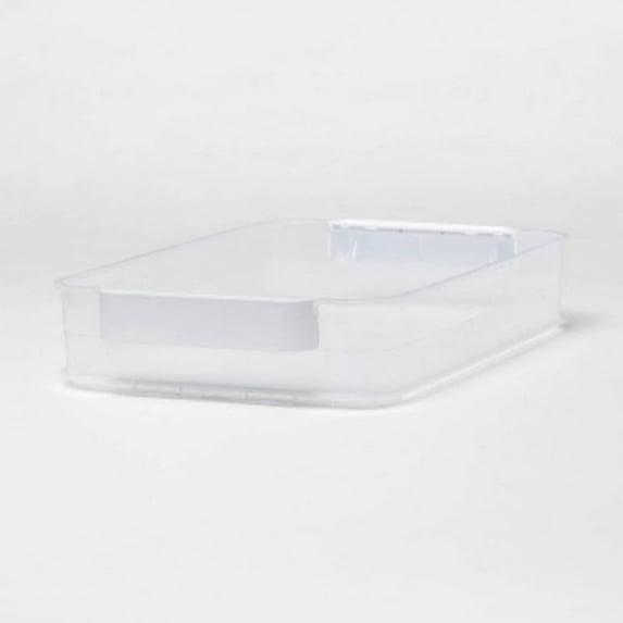 Click in Place 6.7qt Clear Shallow Plastic Storage Bin with White Latch ...