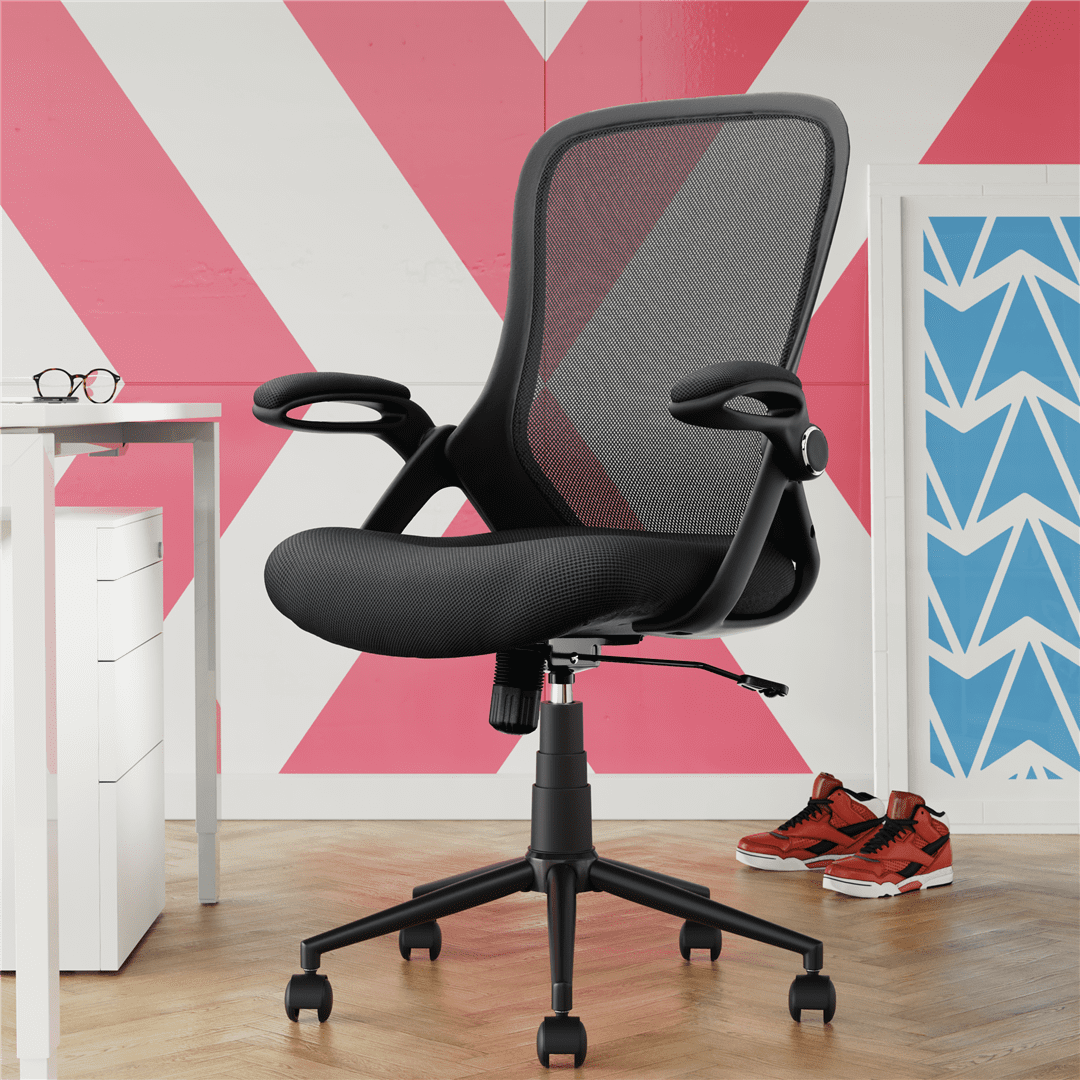 Click365 Flip Mid Back Mesh Office Chair Lumbar Support Extra Padded ...