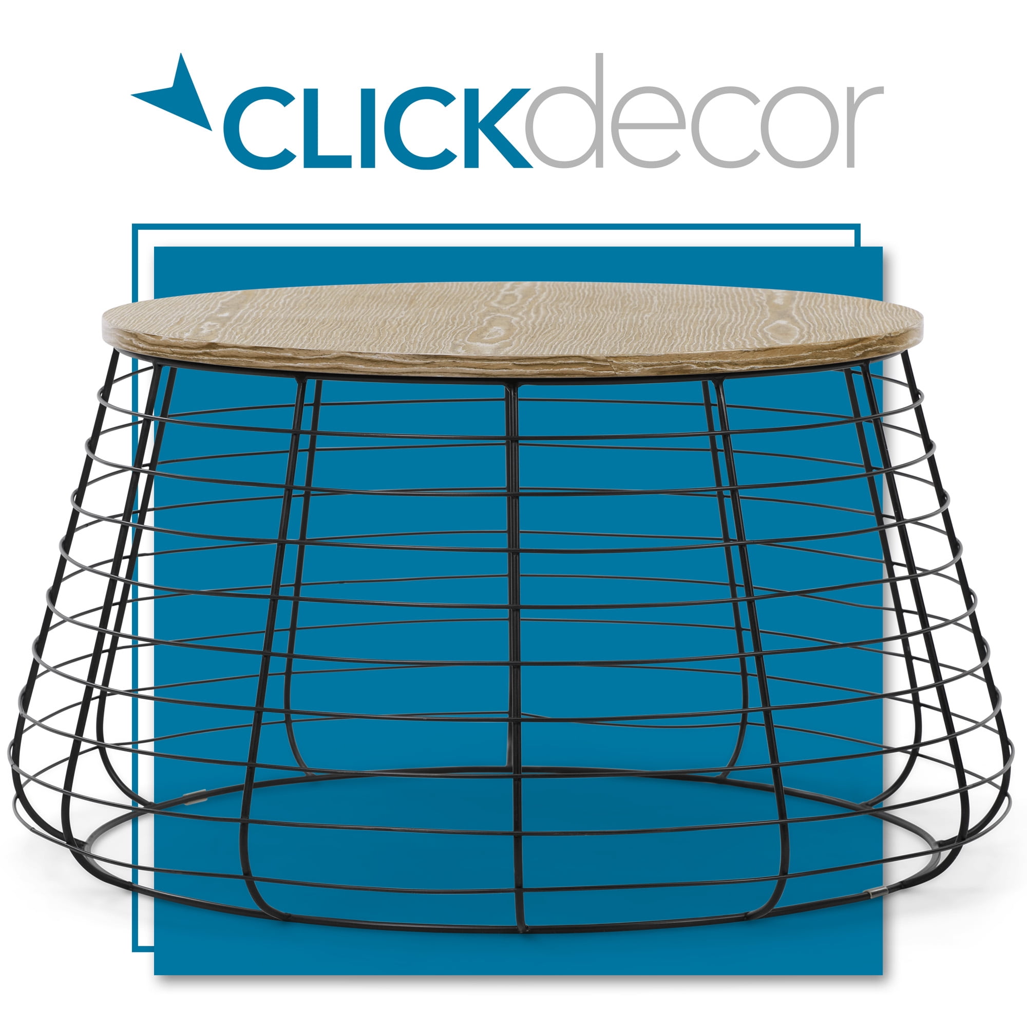 ClickDecor Lydia Matte Black Wireframe Round Coffee Table in Black ...
