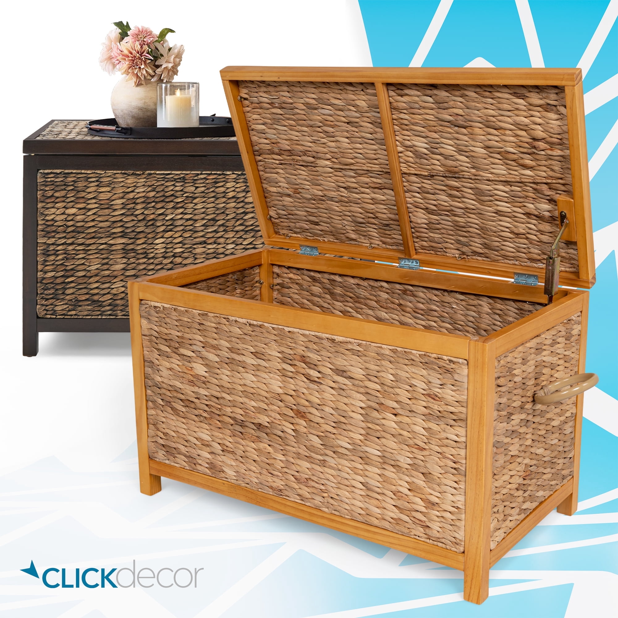 ClickDecor Wilson Farmhouse Wicker Trunk Acacia 30" Storage Basket ...