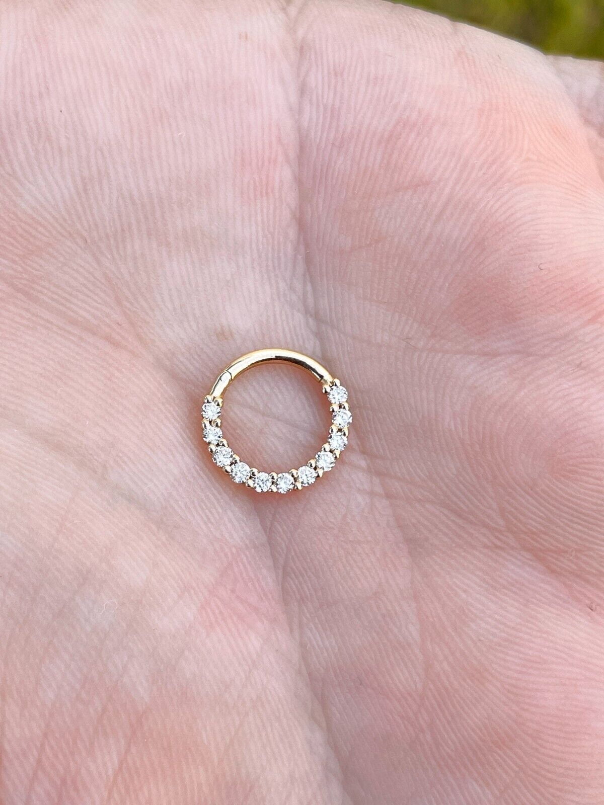Clicker Nose Ring Septum Daith Hoop Ear With Natural Diamonds 14k Gold ...