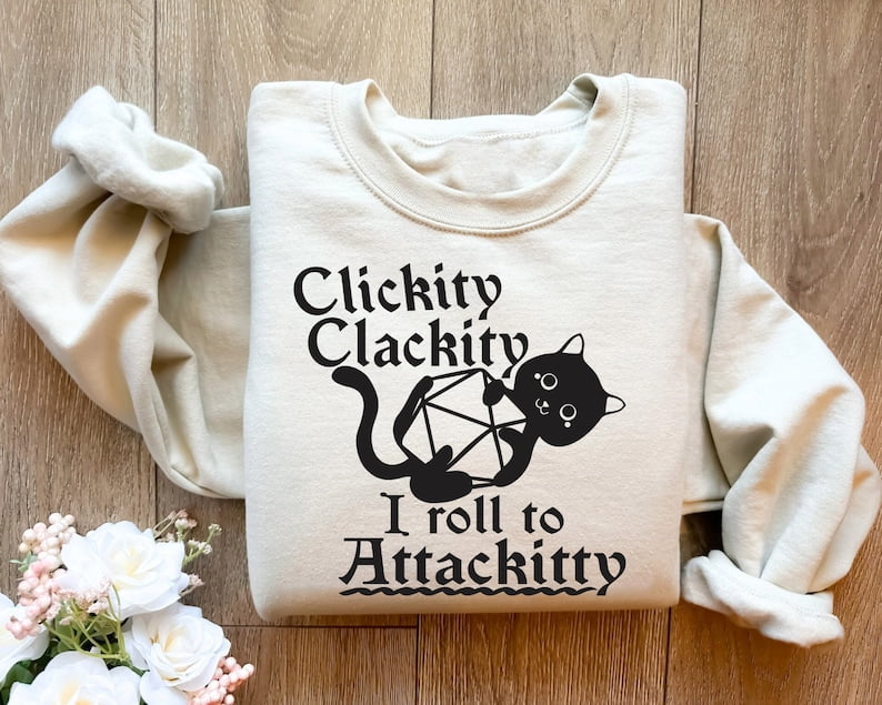 Clickity Clackity RPG Sweatshirt, Retro Dice Game Shirt, Dungeon Master ...