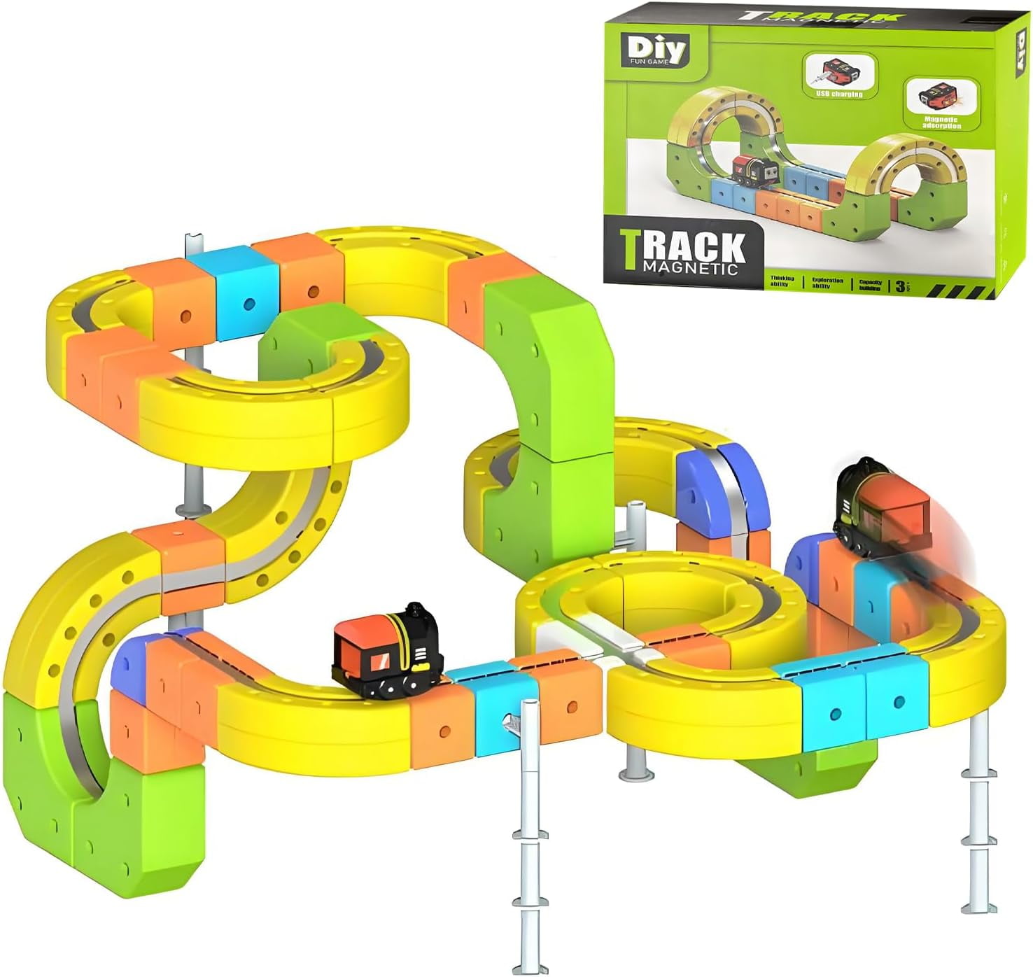 Clickrail Electric Train Set Flexible Race Track, Electric Train with ...